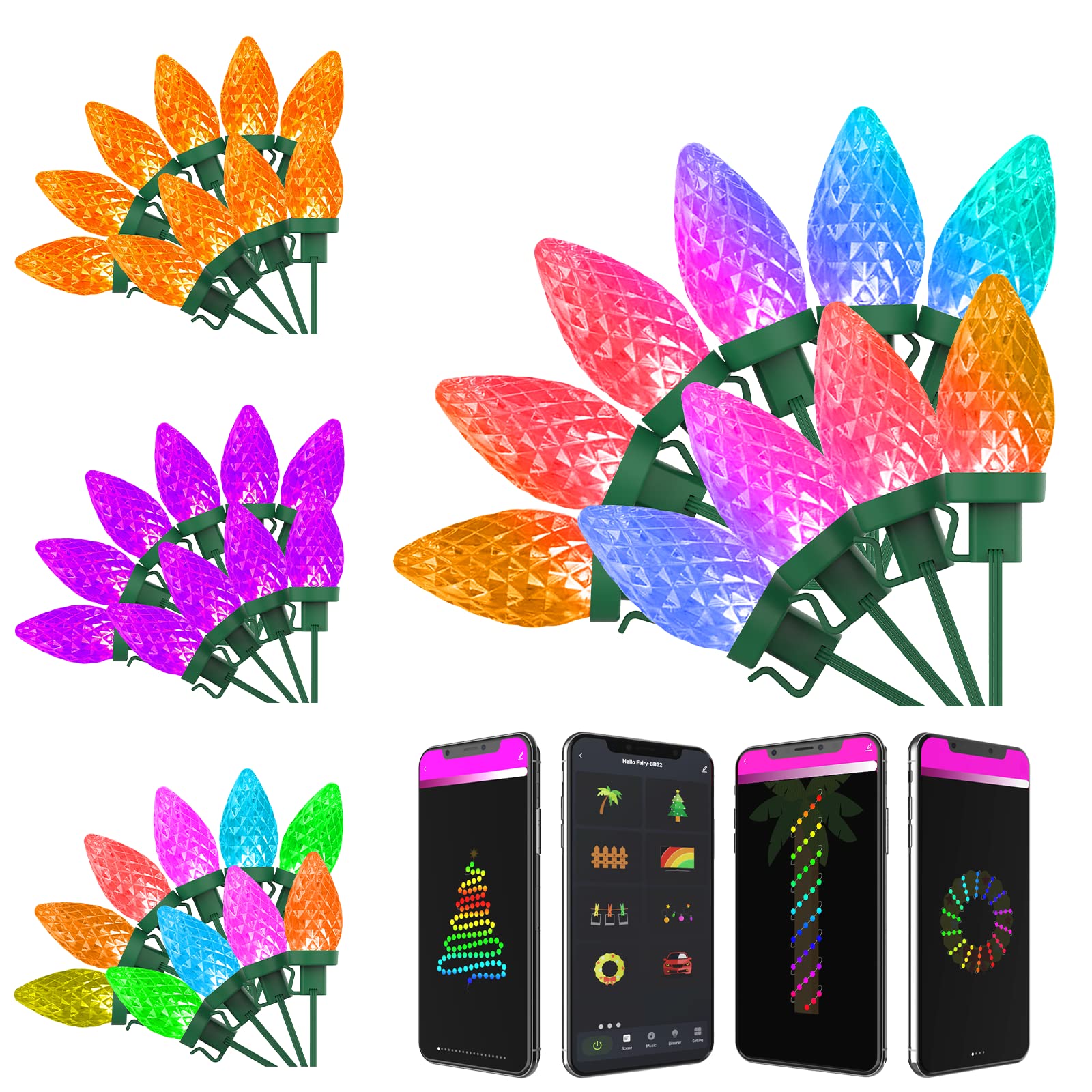 Snapklik.com : Christmas Lights C9, 16FT Color Changing String Lights ...