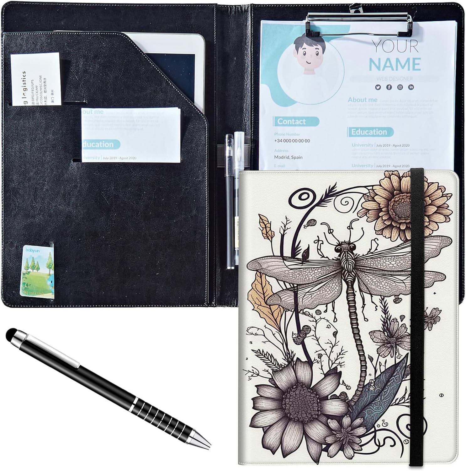 Amazon.com : Padfolio/Business Portfolio Organizer,Dragonfly Flower ...