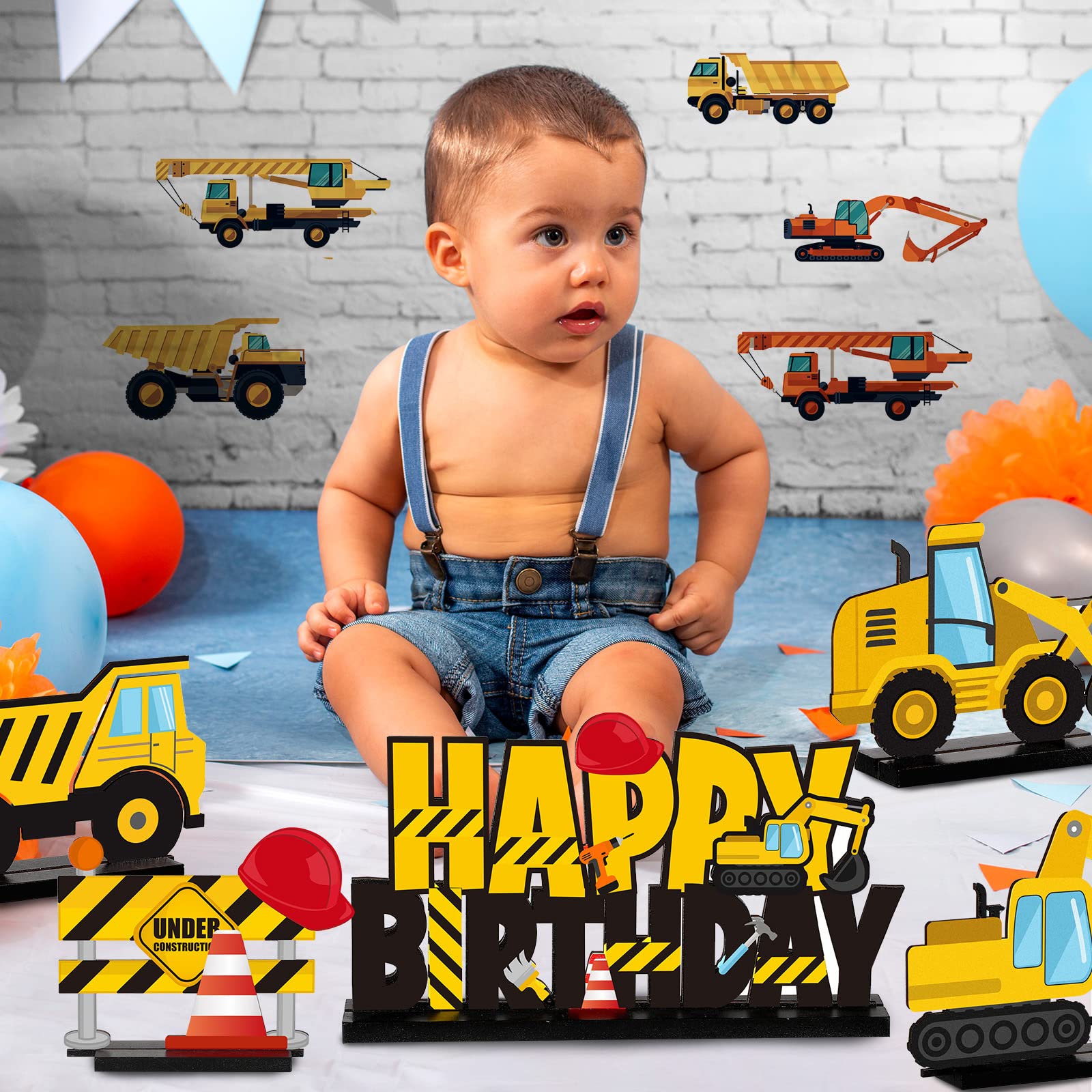 Snapklik.com : 5 Pcs Construction Wooden Table Centerpiece Construction ...