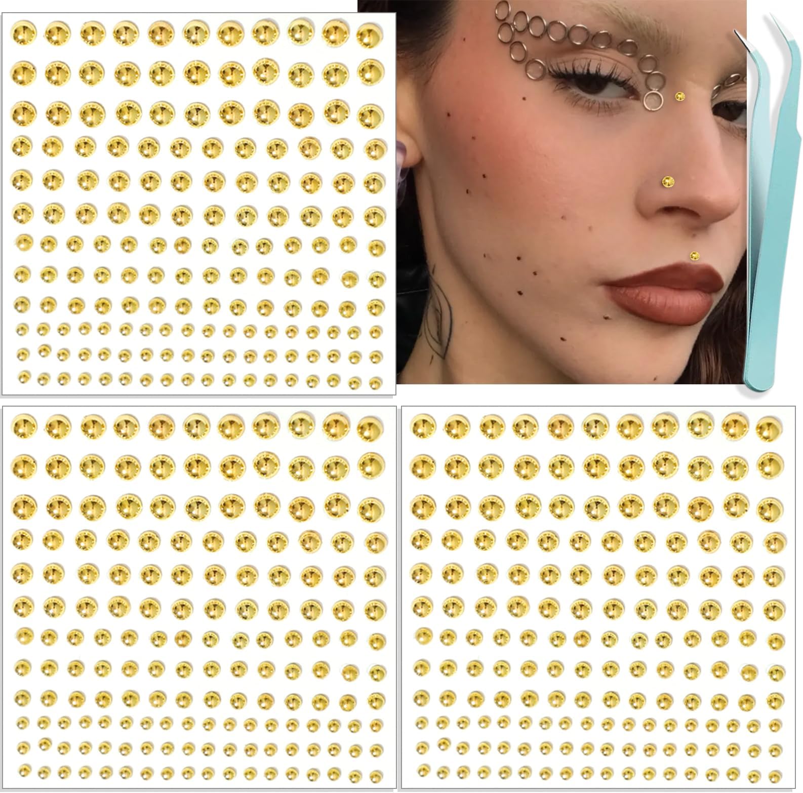 Amazon.com : NOOEPC Face Gems Lip Stud, Fake Nose Stud Eyebrow Stud ...