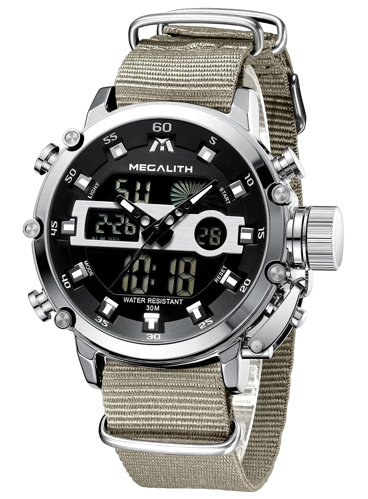 MEGALITH Mens Watch Digital Military Sports - Designer Large Face ...