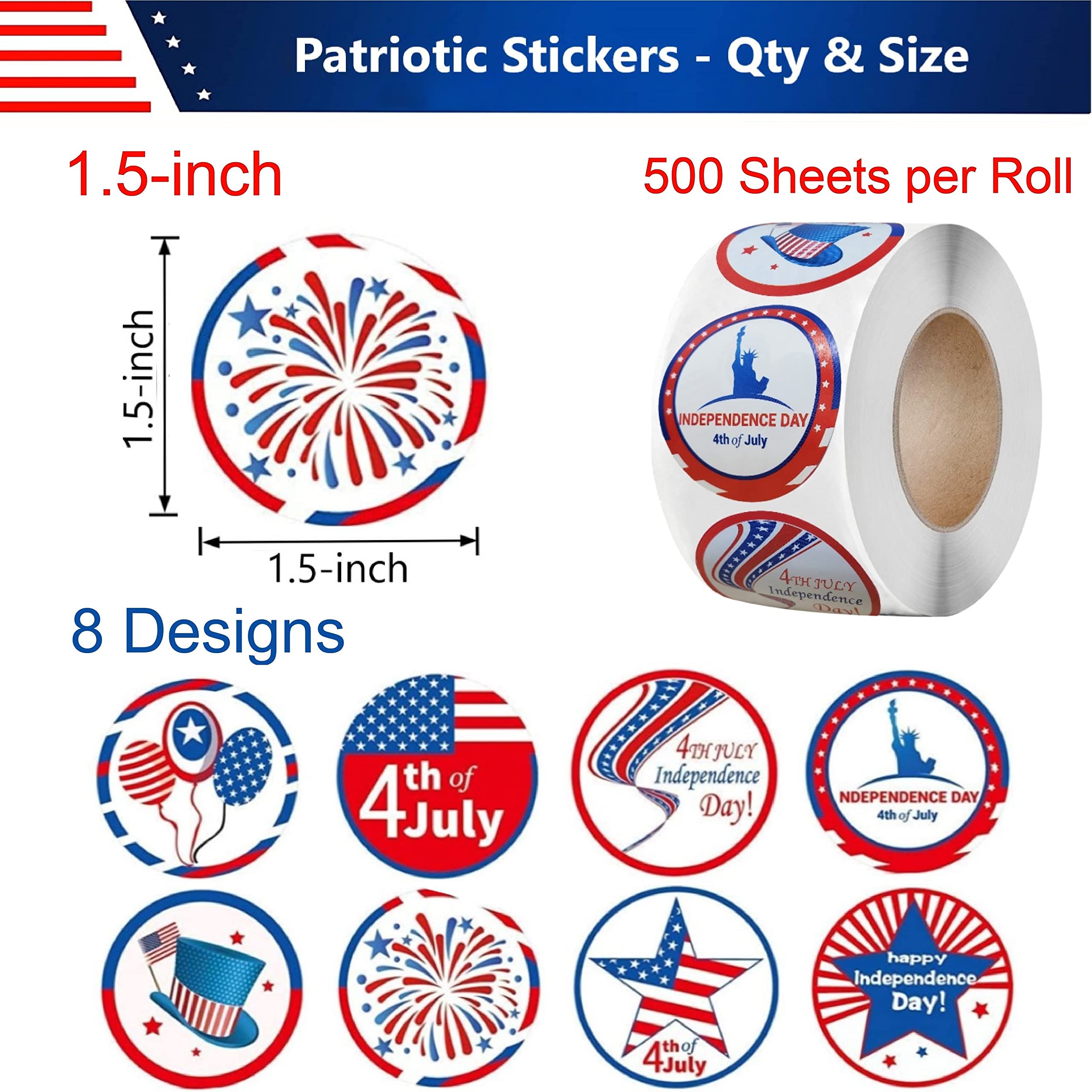 Patriotic Stickers By The Roll Women's & Men's Clothing, Shop Online