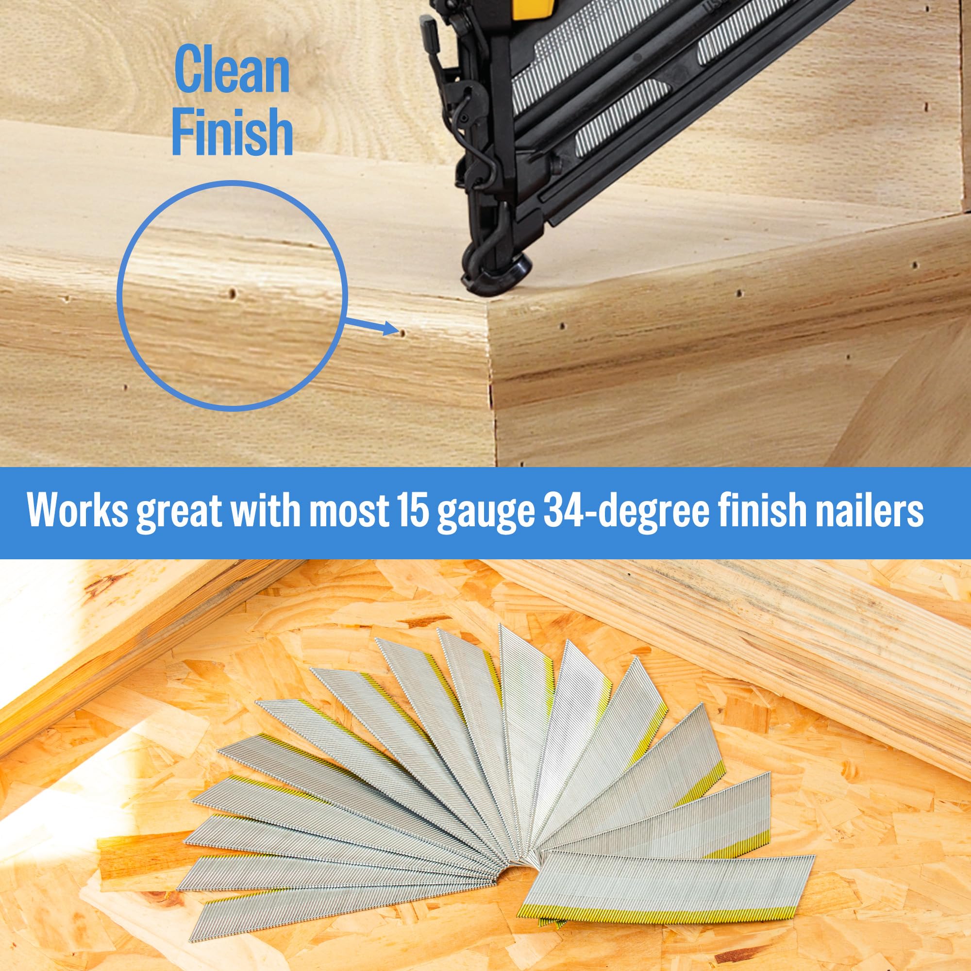Snapklik.com : Meite 15 Gauge Finish Nails, 2 Inch 34 Degree 15 Gauge ...