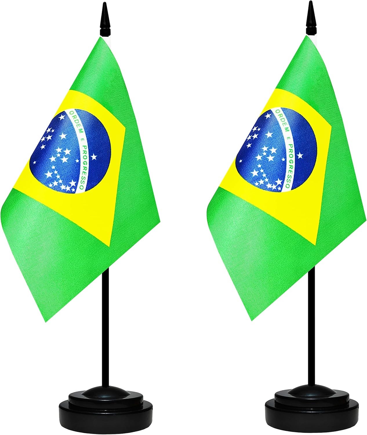 Amazon.com: Brazil Desk Flag Set, 2 Pack Brazilian Table Office Flags ...