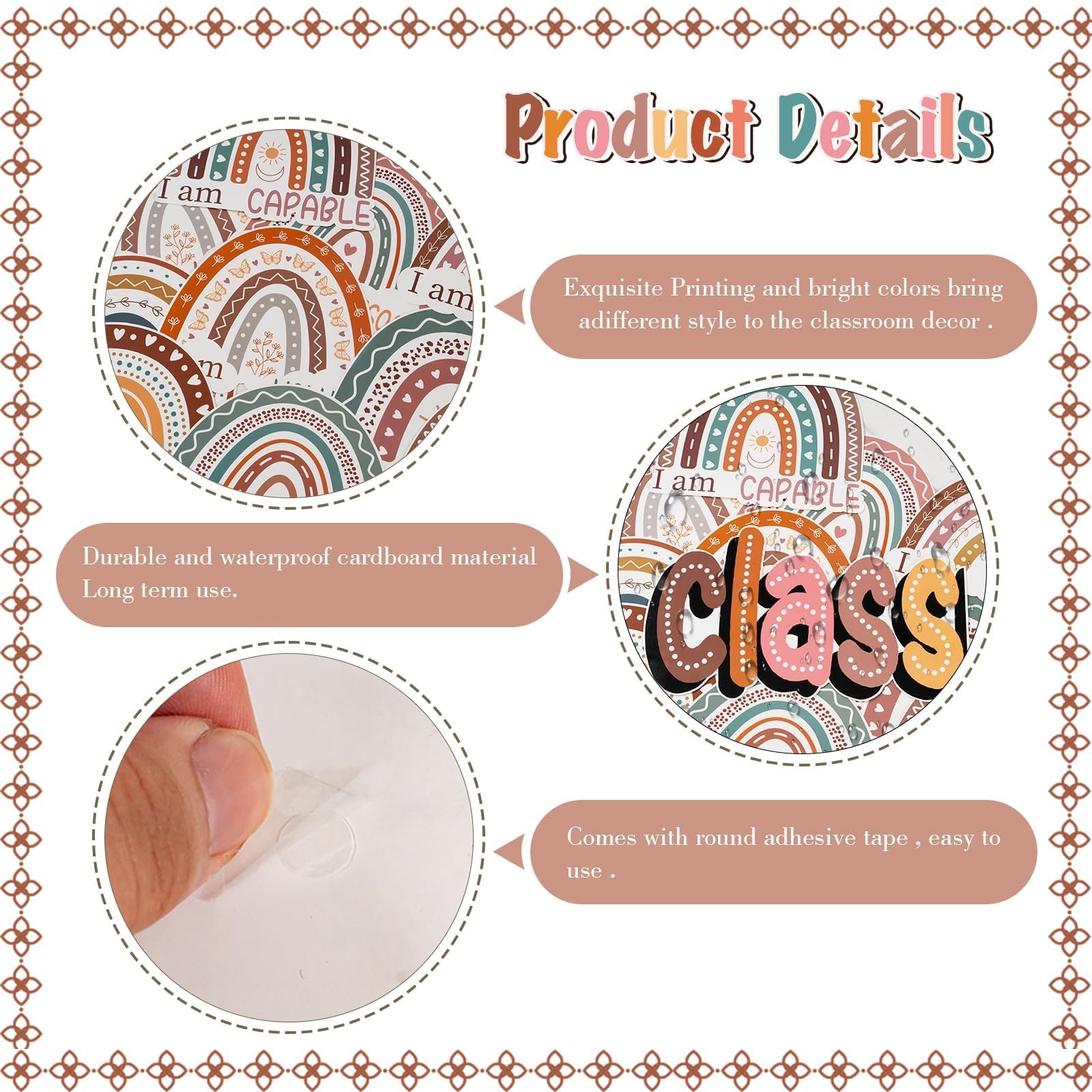 Snapklik.com : Bulletin Board Decorations, Boho Classroom Decor Set, 43 ...