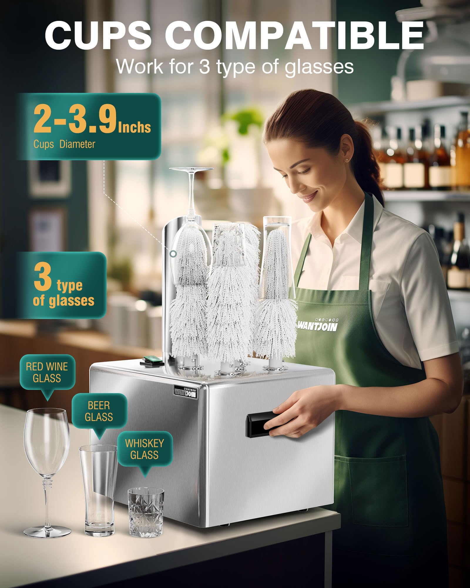Snapklik.com : WantJoin Wine Glass Polisher Machine - 5 Brushes 330 ...