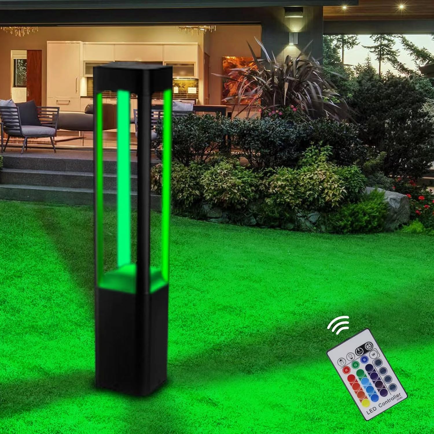 Yotivki Bollard Lights Outdoor, 48W RGB+3000K Warm White Color Changing ...