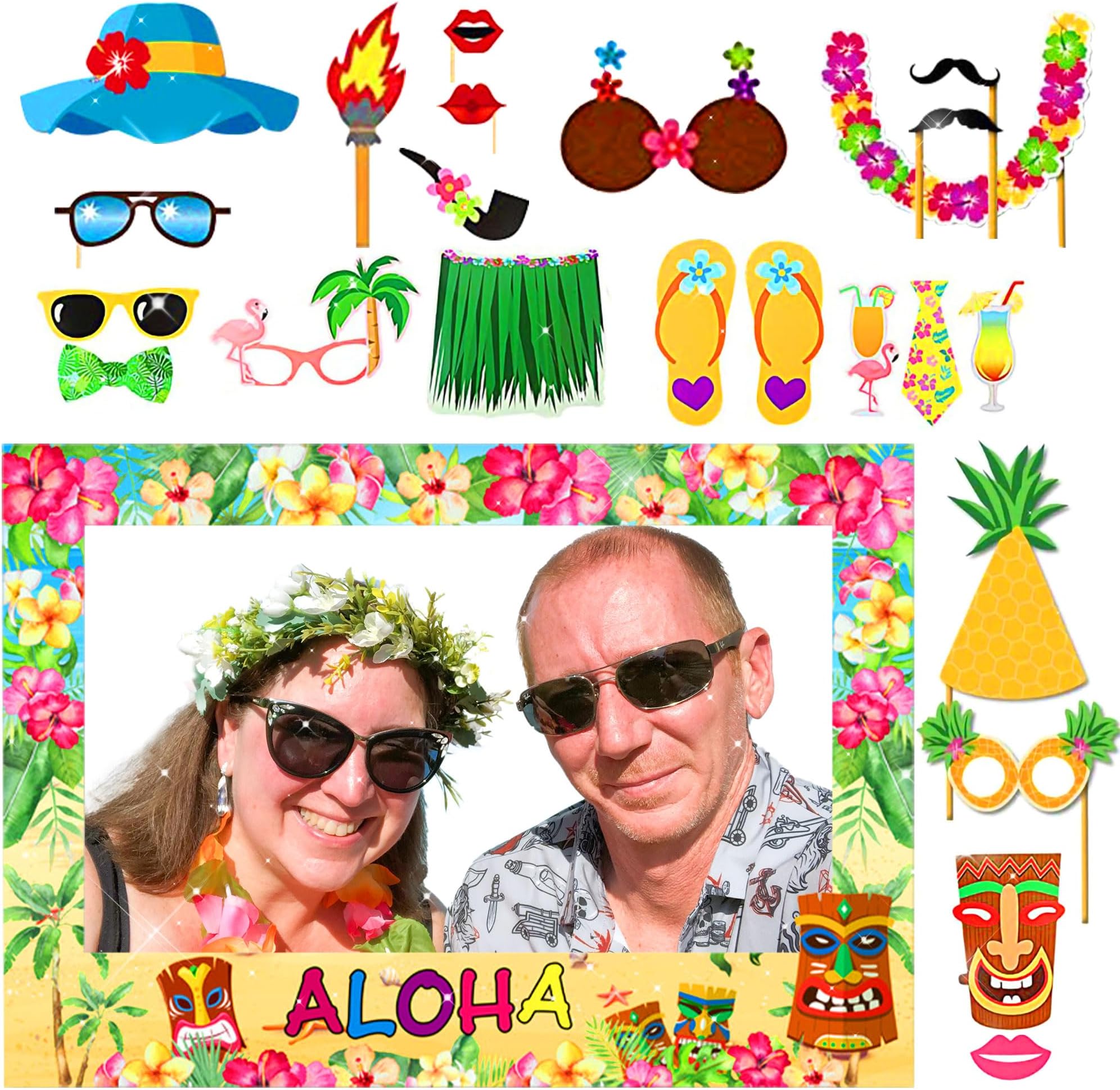 Amazon.com: 6 x 4 ft Hawaiian Photo Props Banner Tropical Luau Tiki ...