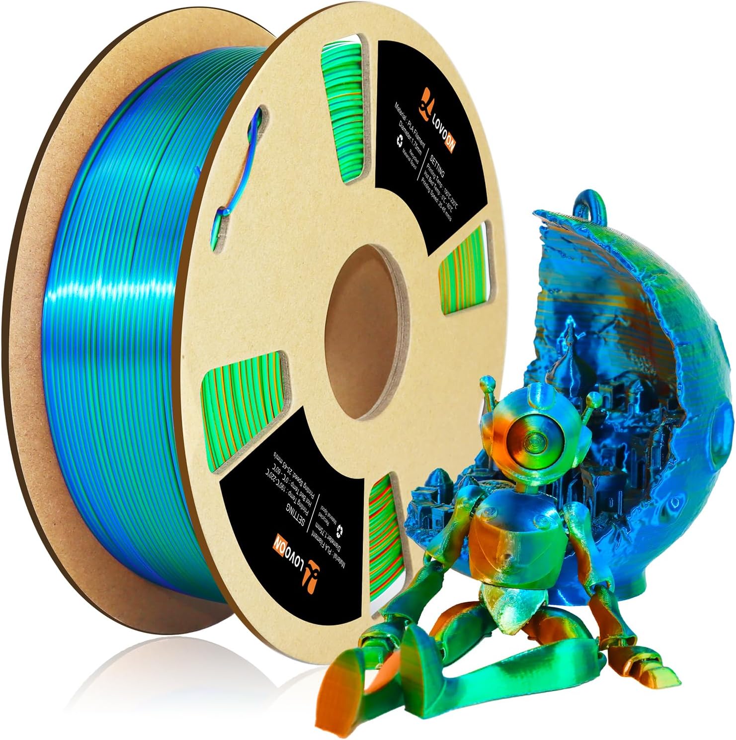 Amazon.com: LOVOON PLA 3D Printing Filament 1.75MM Silk tricolors ...