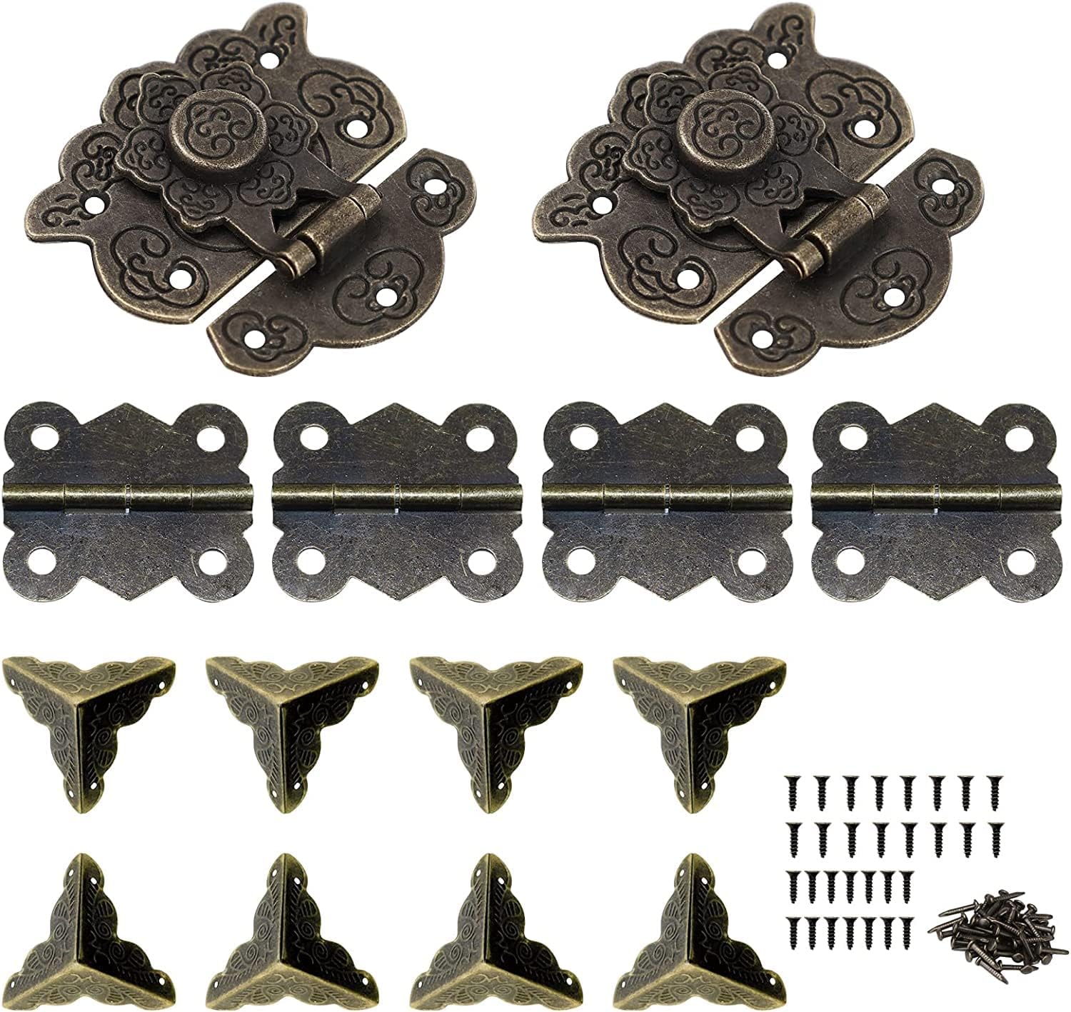 Box Corner Protectors Lock Latch Hasp with Handle Hinges Hardware Kit ...