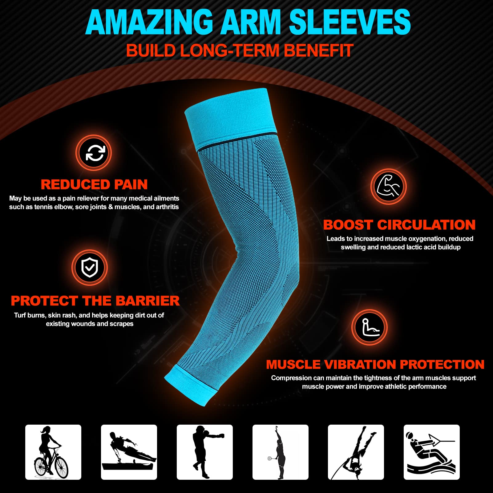 Snapklik.com : KEKING Compression Arm Sleeves, Pair, Firm 20-30mmHg ...