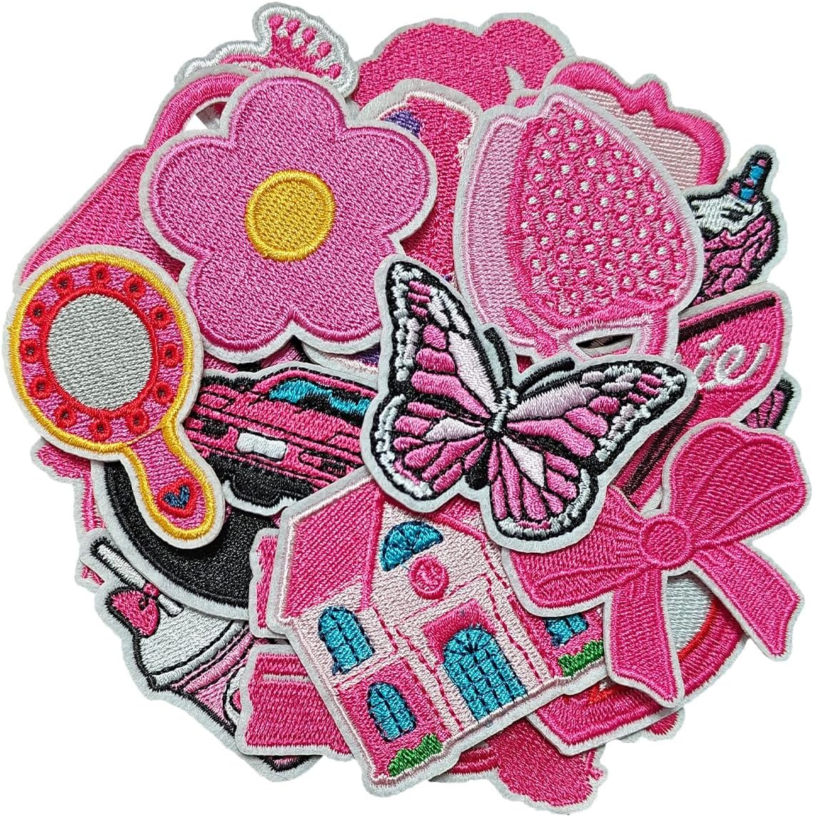 Amazon.com: Lmuwecno 20 Pcs Pink Iron on Girl Patch, Iron-on/Sewing ...