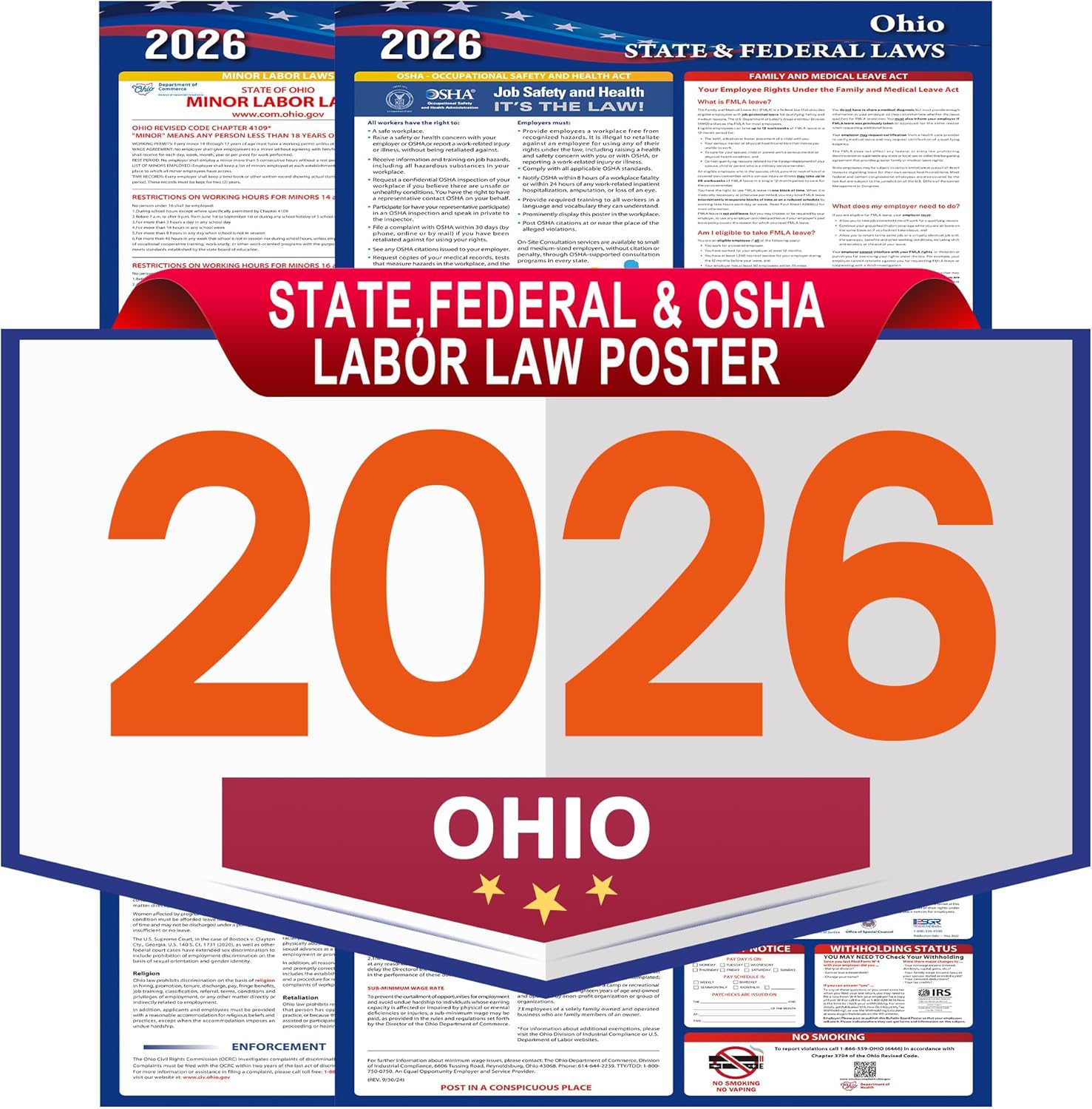 Ohio Labor Law Poster Set 2026 - State, Federal and OSHA Compliant ...