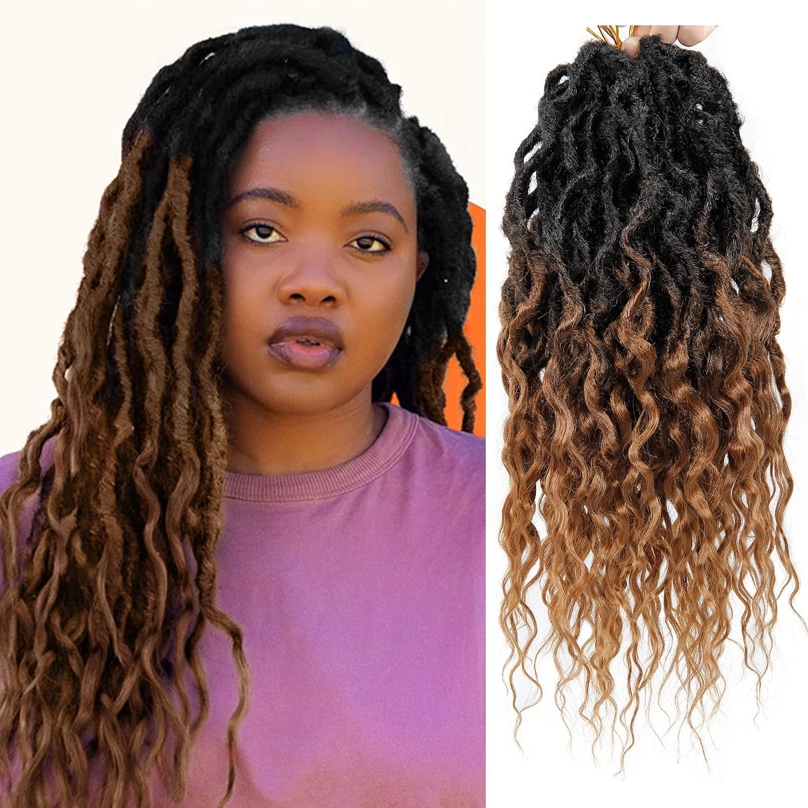 Amazon.com : Deep Faux Locs Crochet Hair 18 Inch 8 Packs Goddess Locs ...