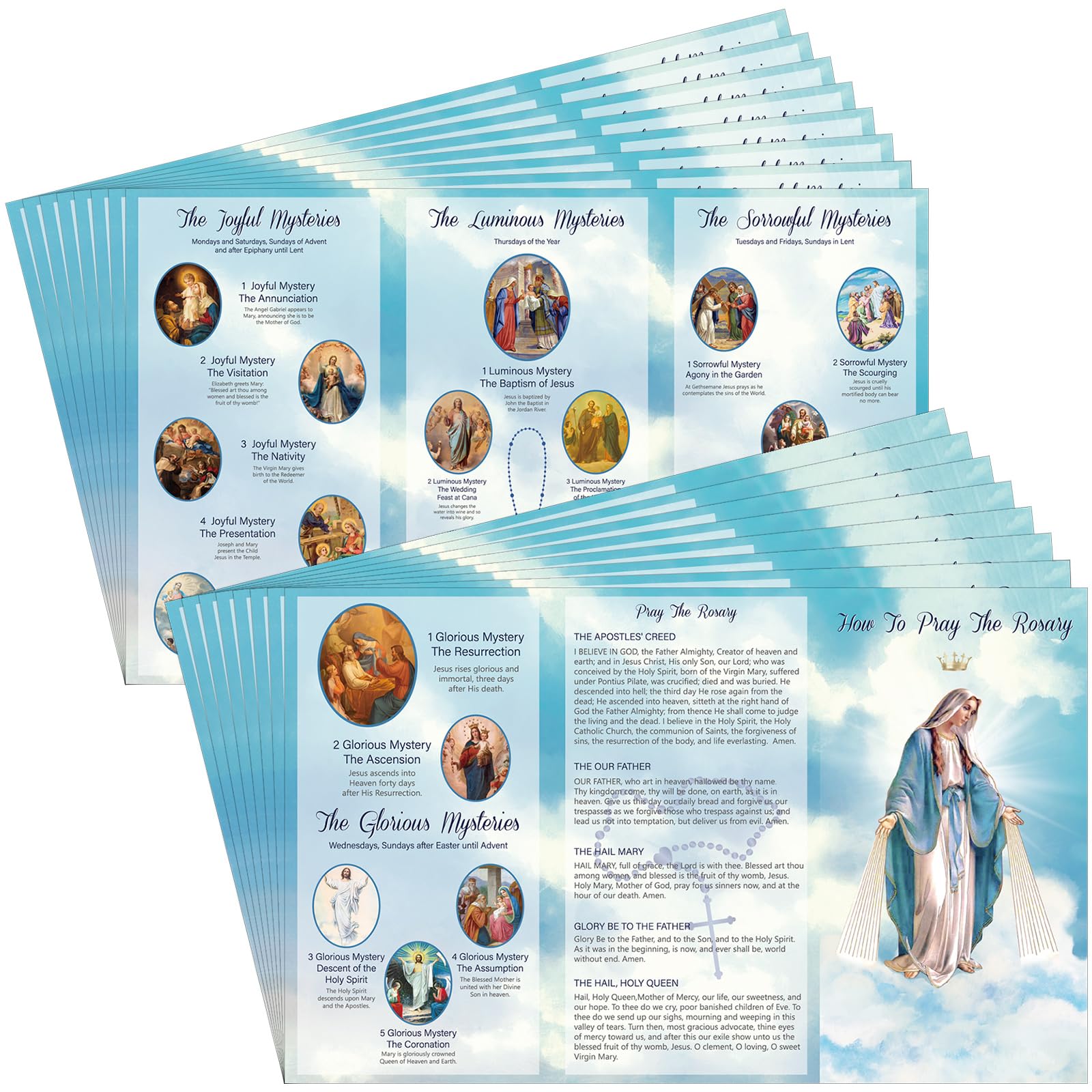 Buy 50 Pcs How to Pray the Rosary Prayer Card 9.7 x 6 Inches Catholic ...