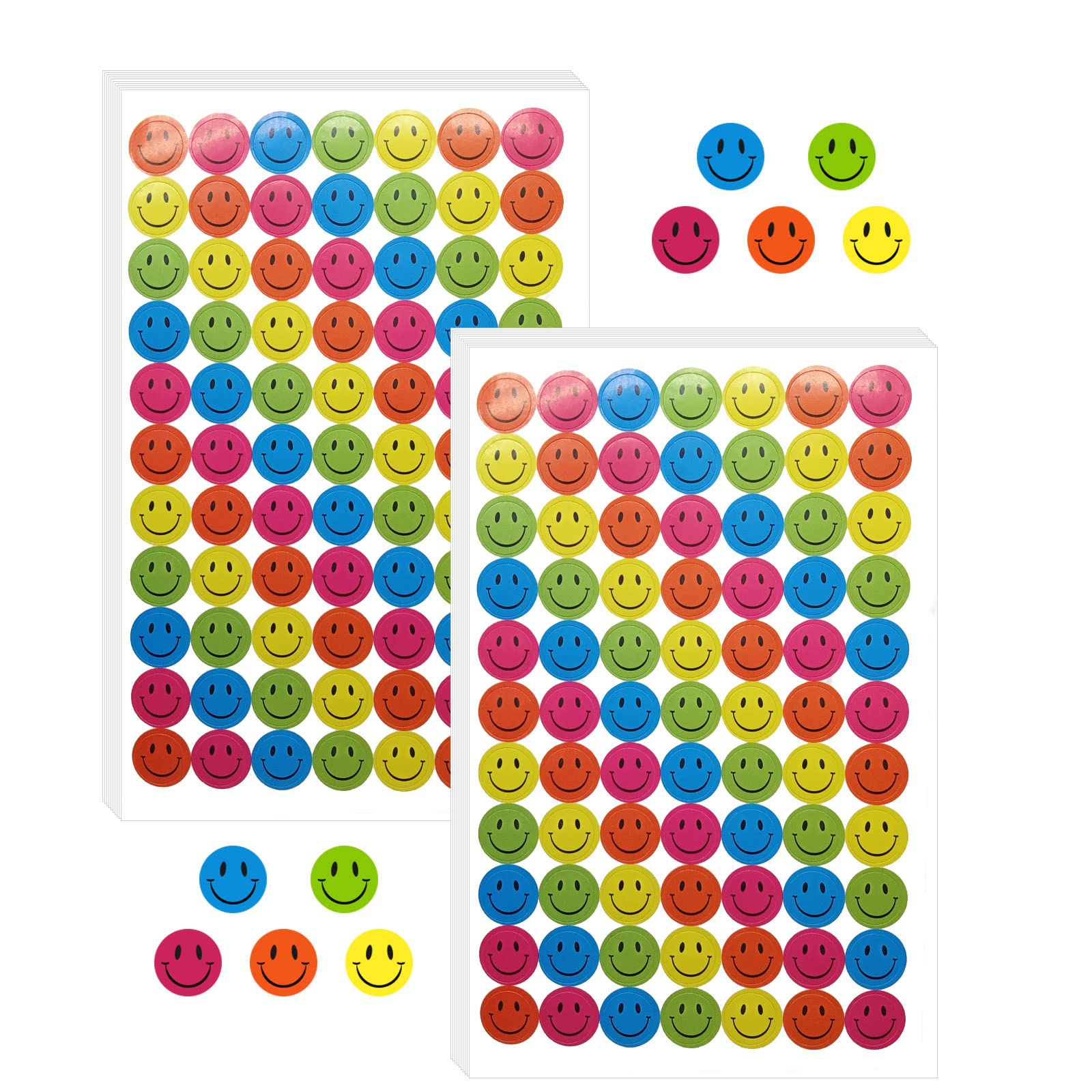 Blmhtwo 20 Sheets 1540 Pieces Smile Face Stickers Happy Face ...