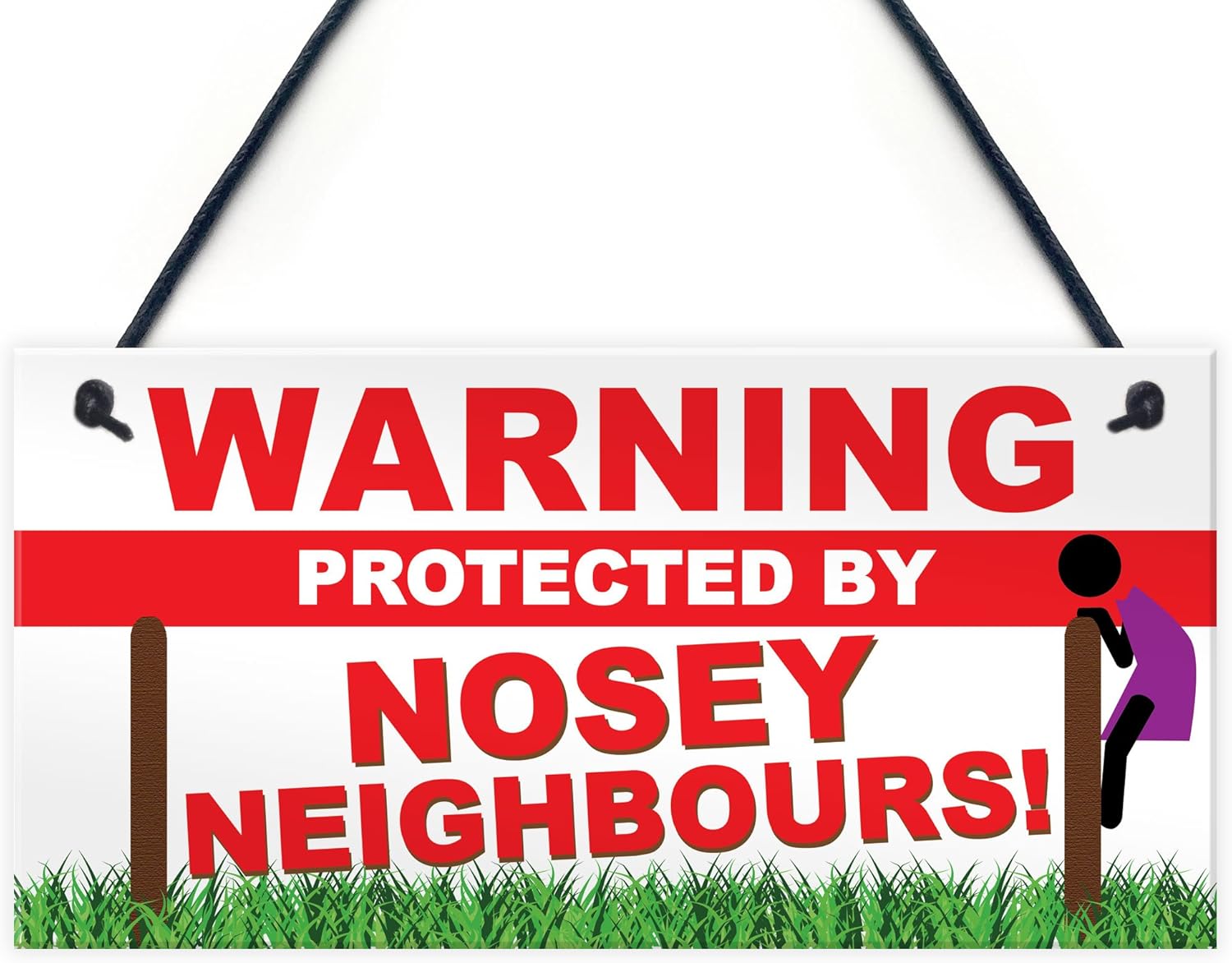 Amazon.com: RED OCEAN Warning Protected by Nosey Neighbours Novelty ...