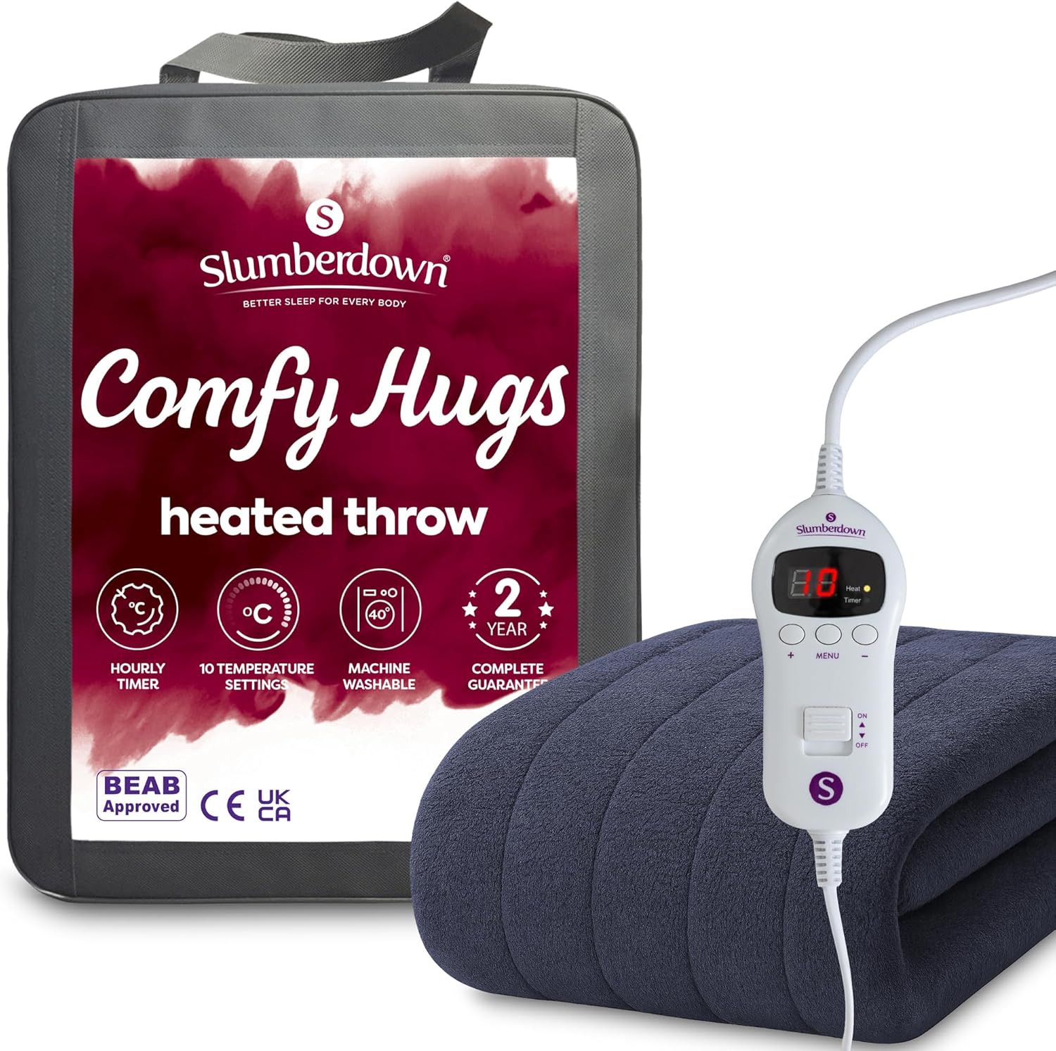 Slumberdown Comfy Heated Throw Blanket (130×160cm) - Snuggly Fleece ...