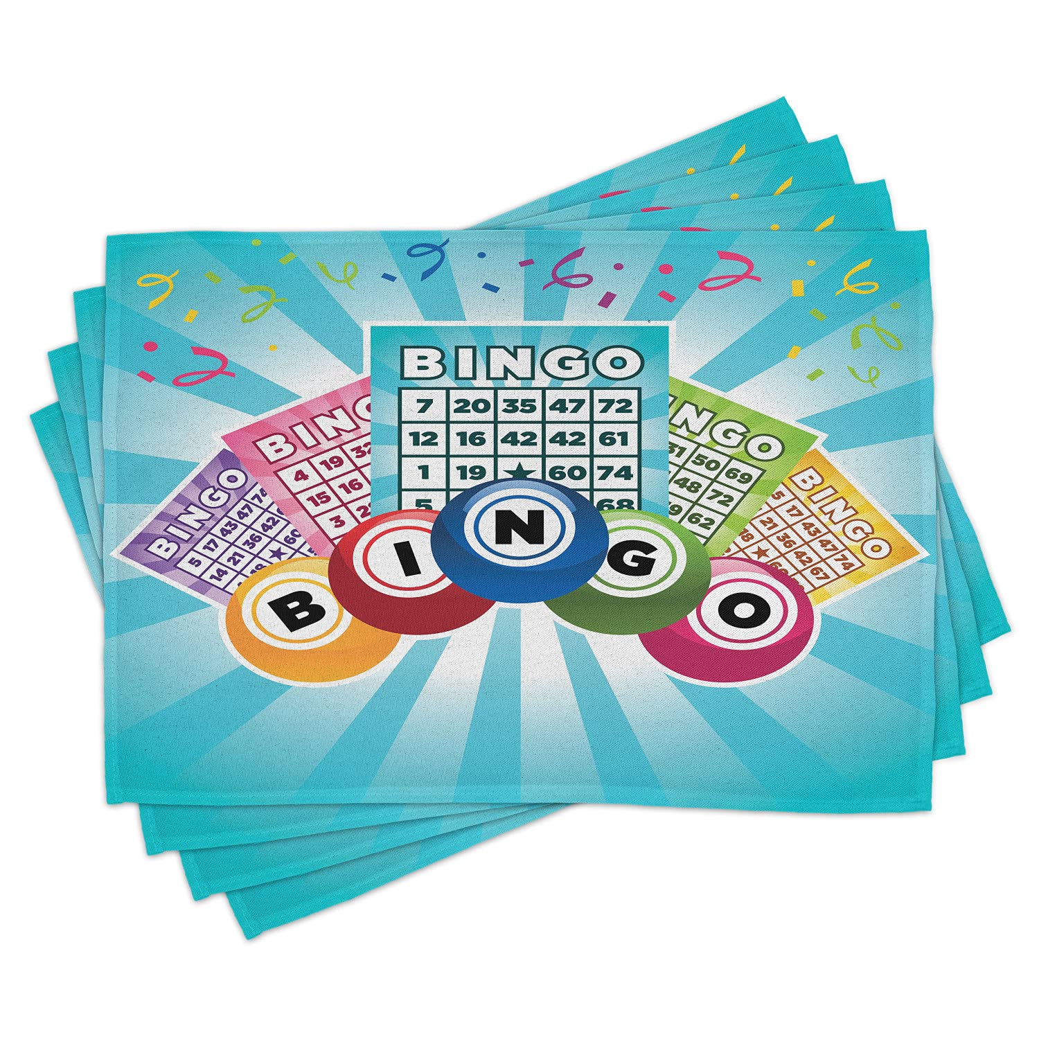 Amazon.com: Ambesonne Bingo Place Mats Set of 4, Colorful Illustration ...