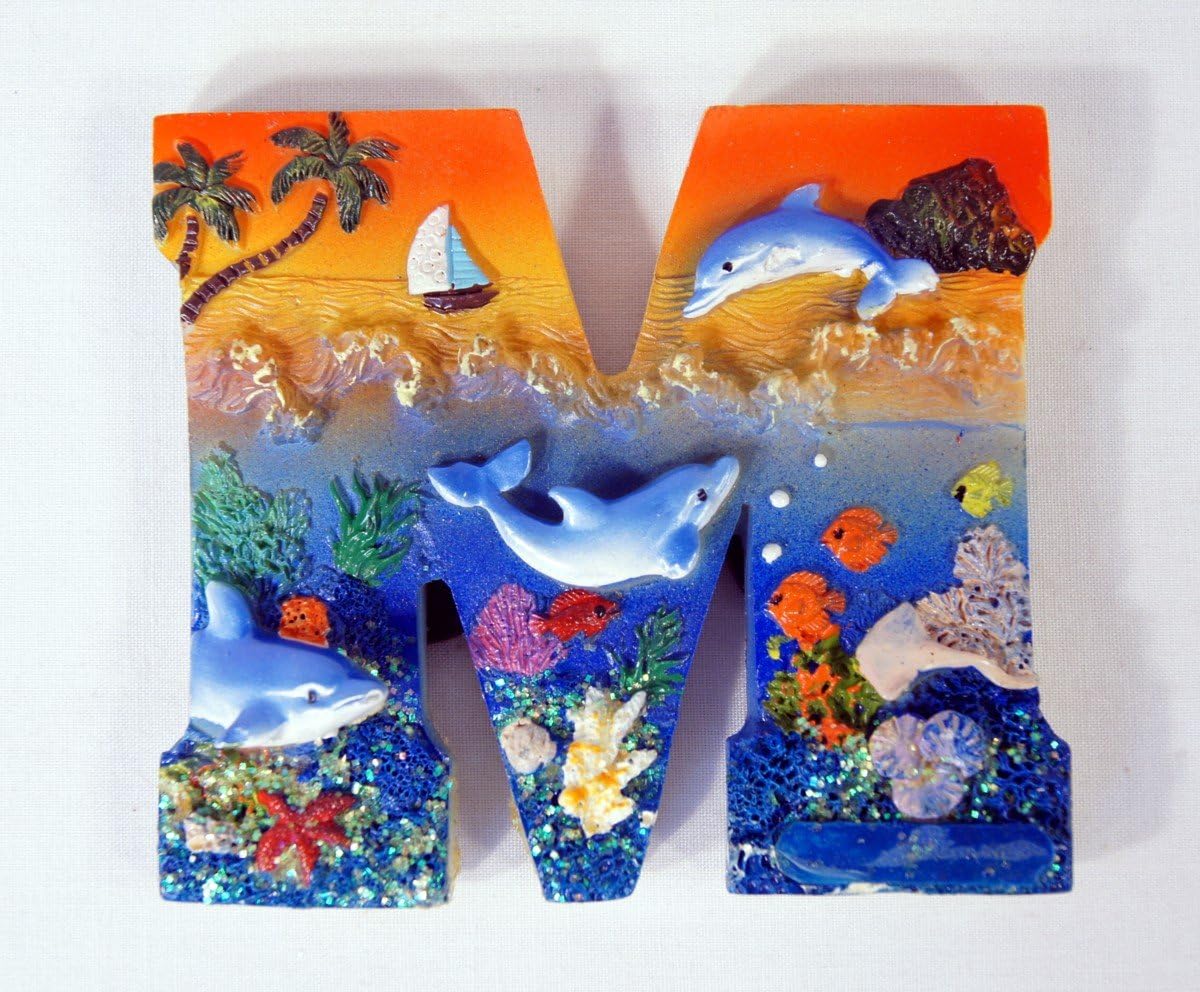 Amazon.com: Handpainted Beach Ocean Scenery English Alphabet Letter ...