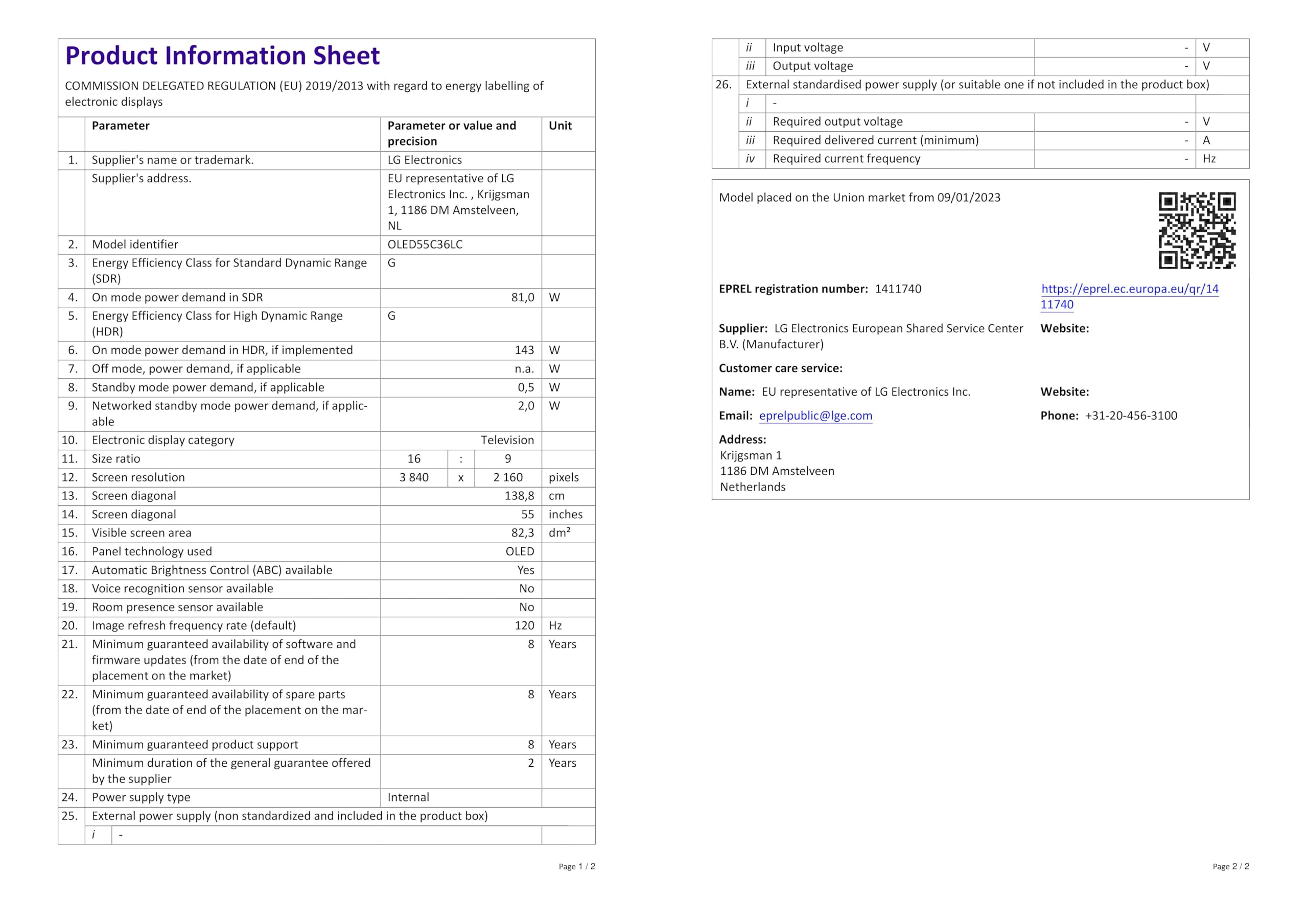 LG evo OLED55C44LA 55-Inch 4K UHD Smart TV, (α9 AI Processor Gen7 ...
