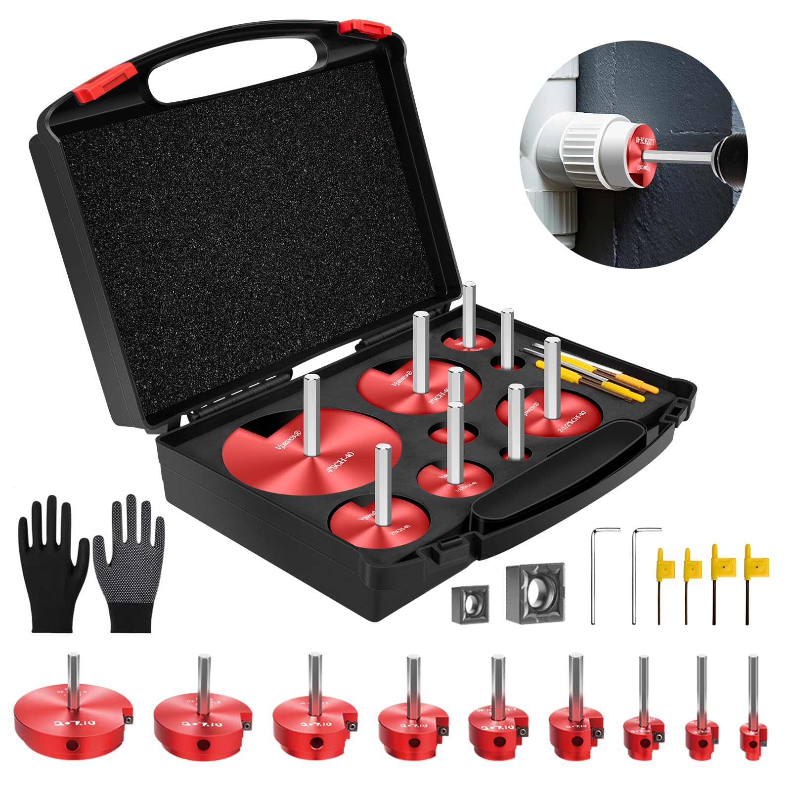 Amazon.com: 9 Pcs PVC Pipe Reamer Kit, PVC Fitting Saver Reamer Set ...
