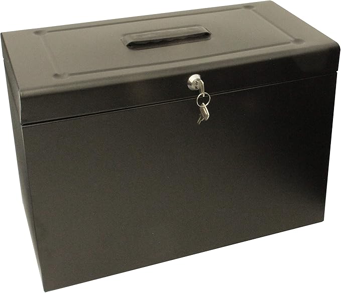 Foolscap Metal File Storage Box - Includes 5 Suspension Files, Plastic ...