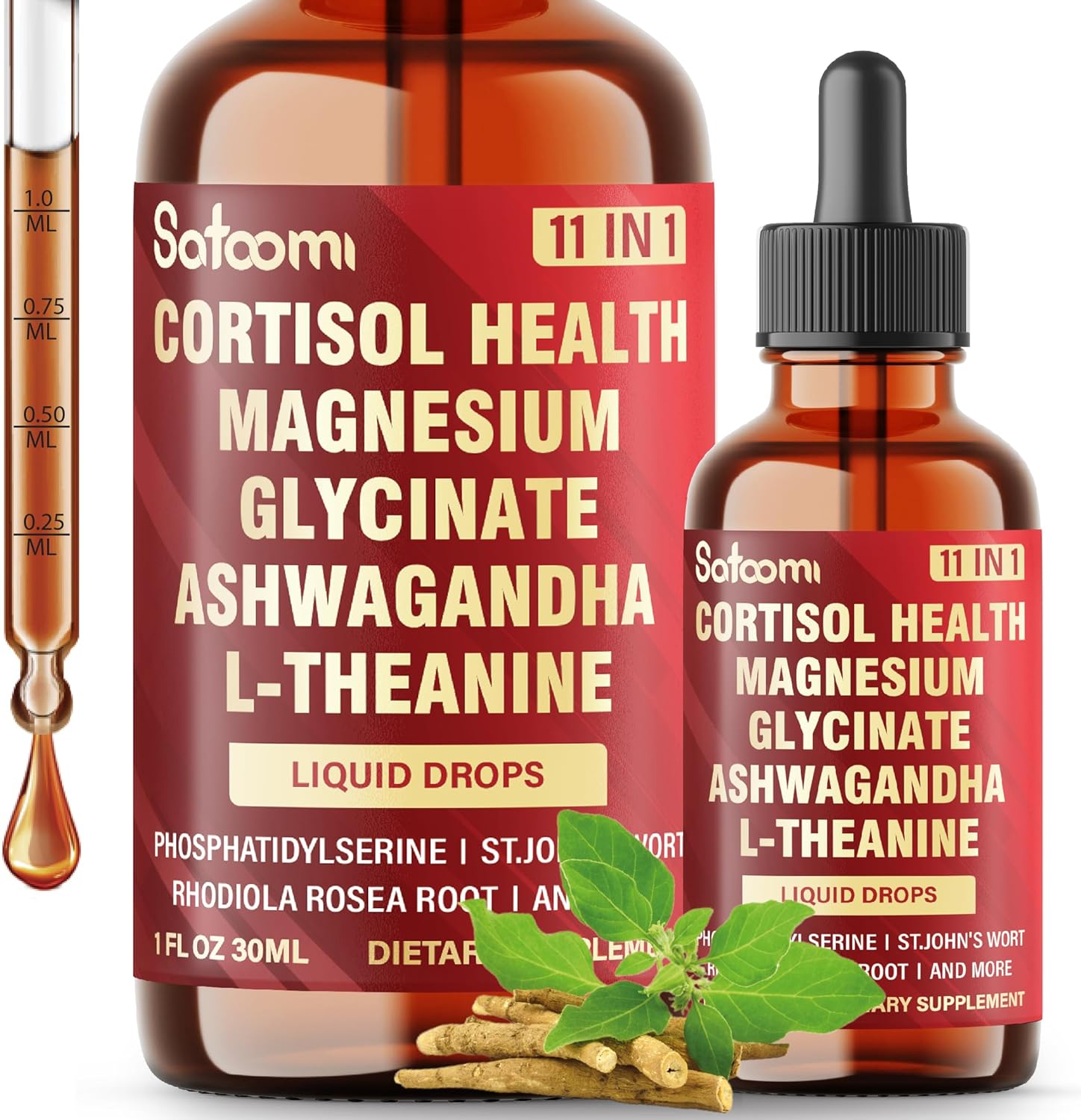 11in1 Cortisol Support Drops Liquid Supplement for Brain Health & Mood ...