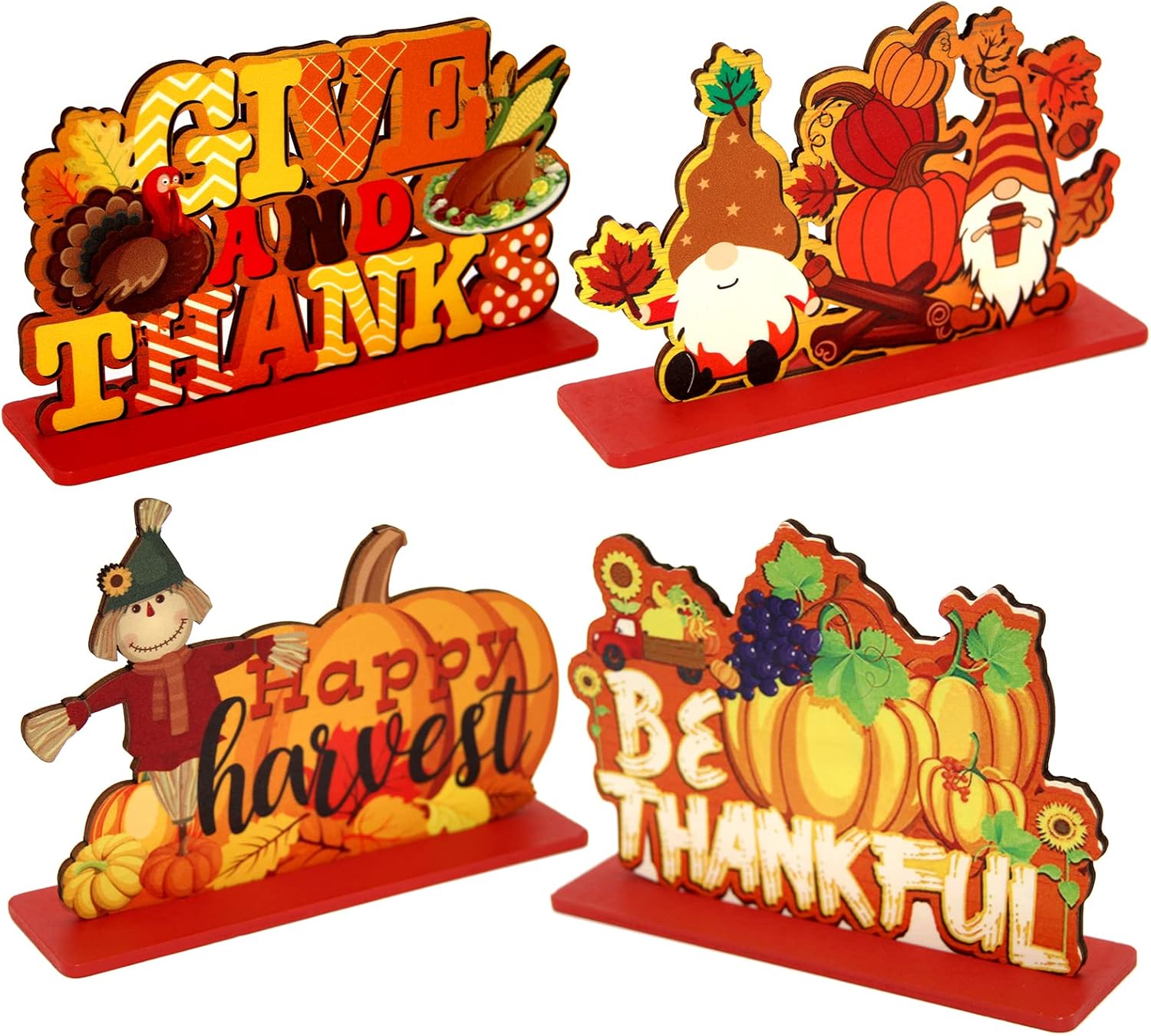 Amazon.com: AOGKTON 4 Piece Wooden Table Signs - Harvest Themed Table ...