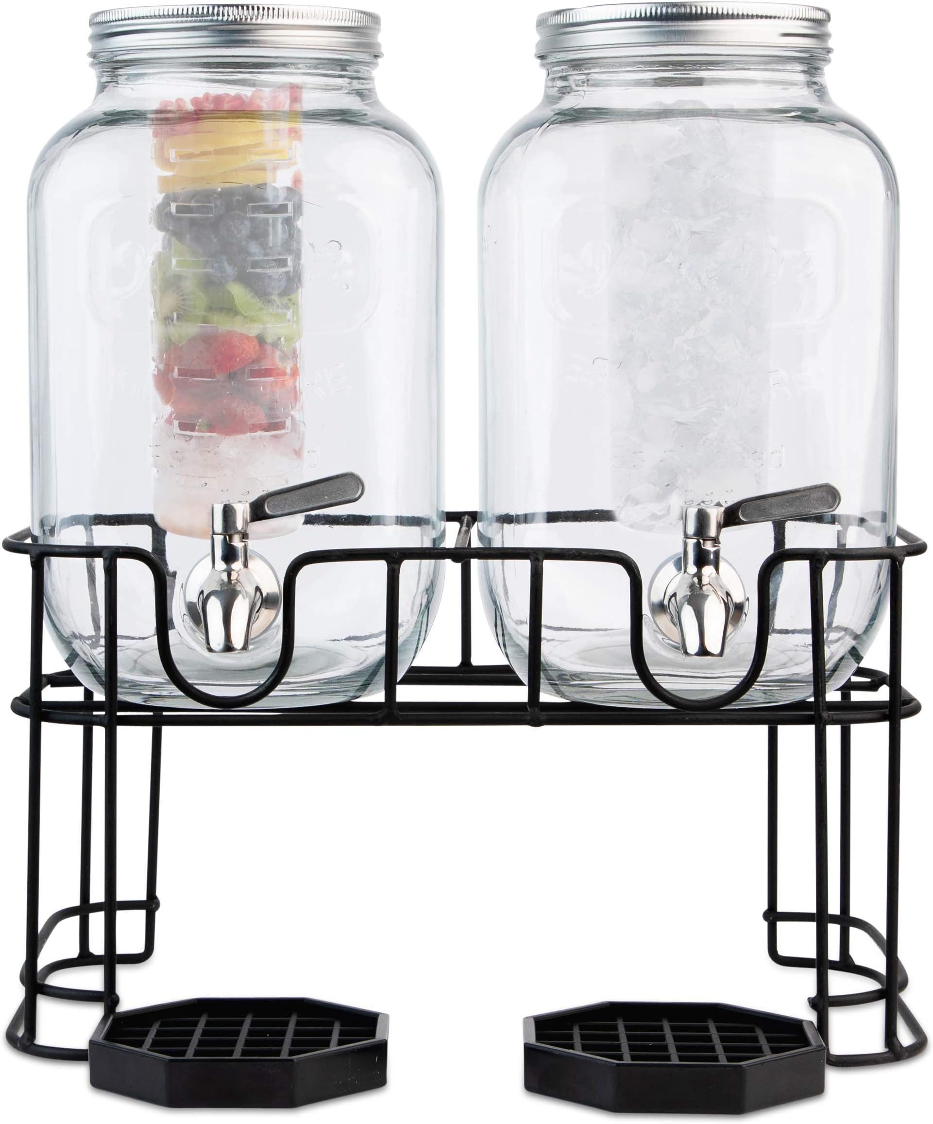 Amazon.com | Dual Gallon Glass Beverage Drink Dispensers with 2 Sets of ...