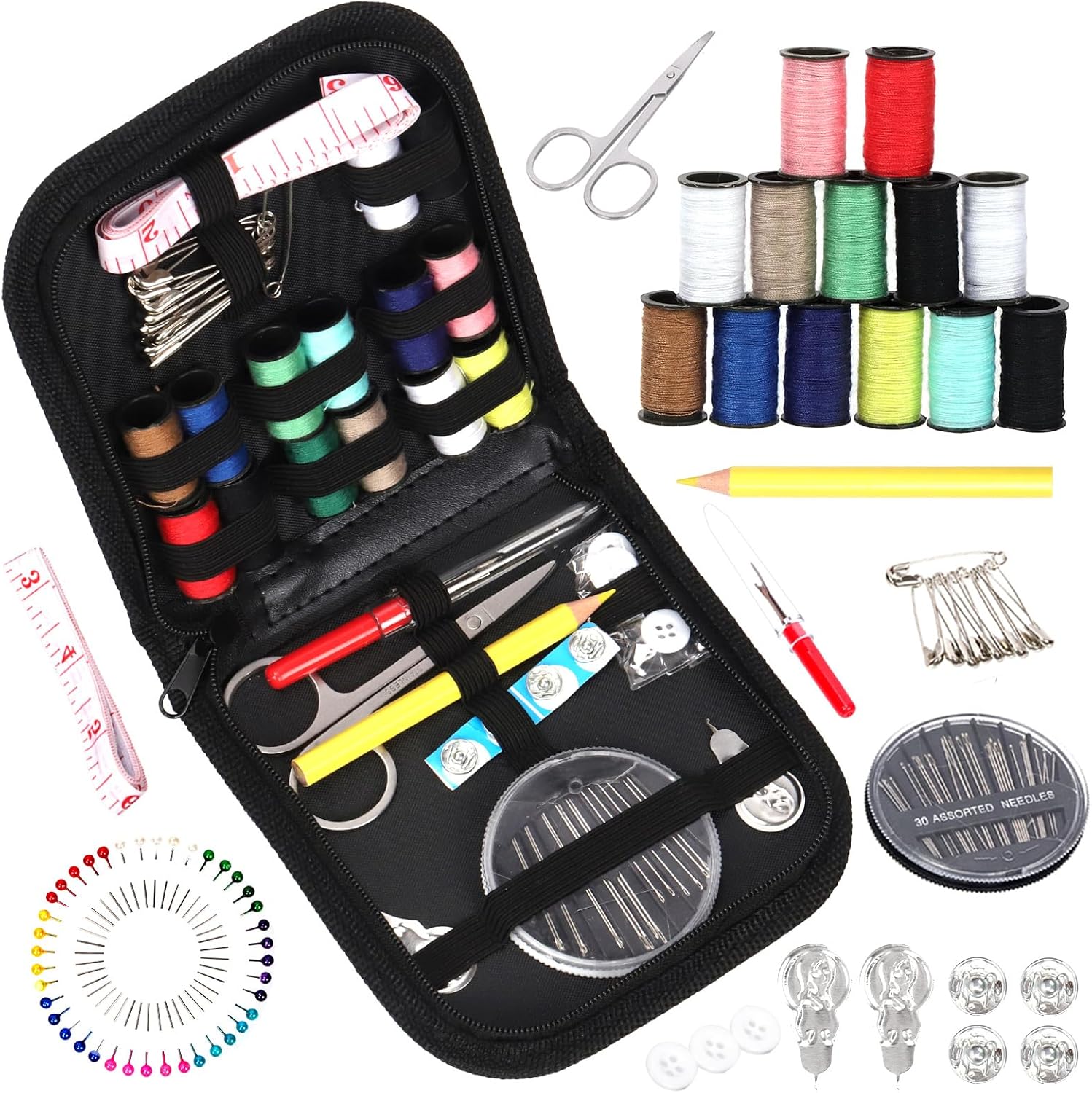 Rustark 98Pcs Sewing Kit with Portable Bag, Premium Sewing Supplies Kit ...