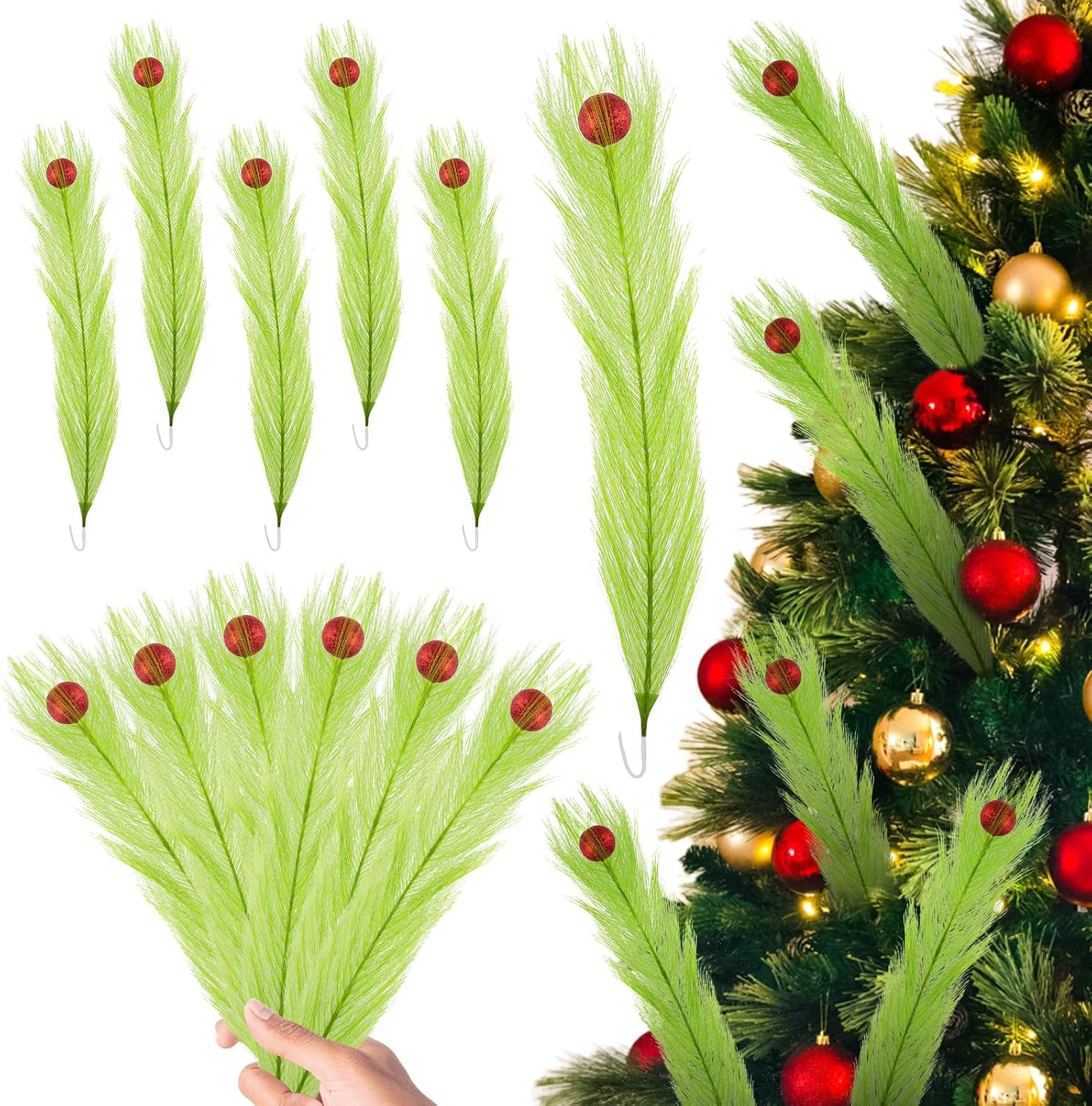 Amazon.com: 12 Pcs Christmas Tree Filler 17'',Lime Green Curly Stems ...