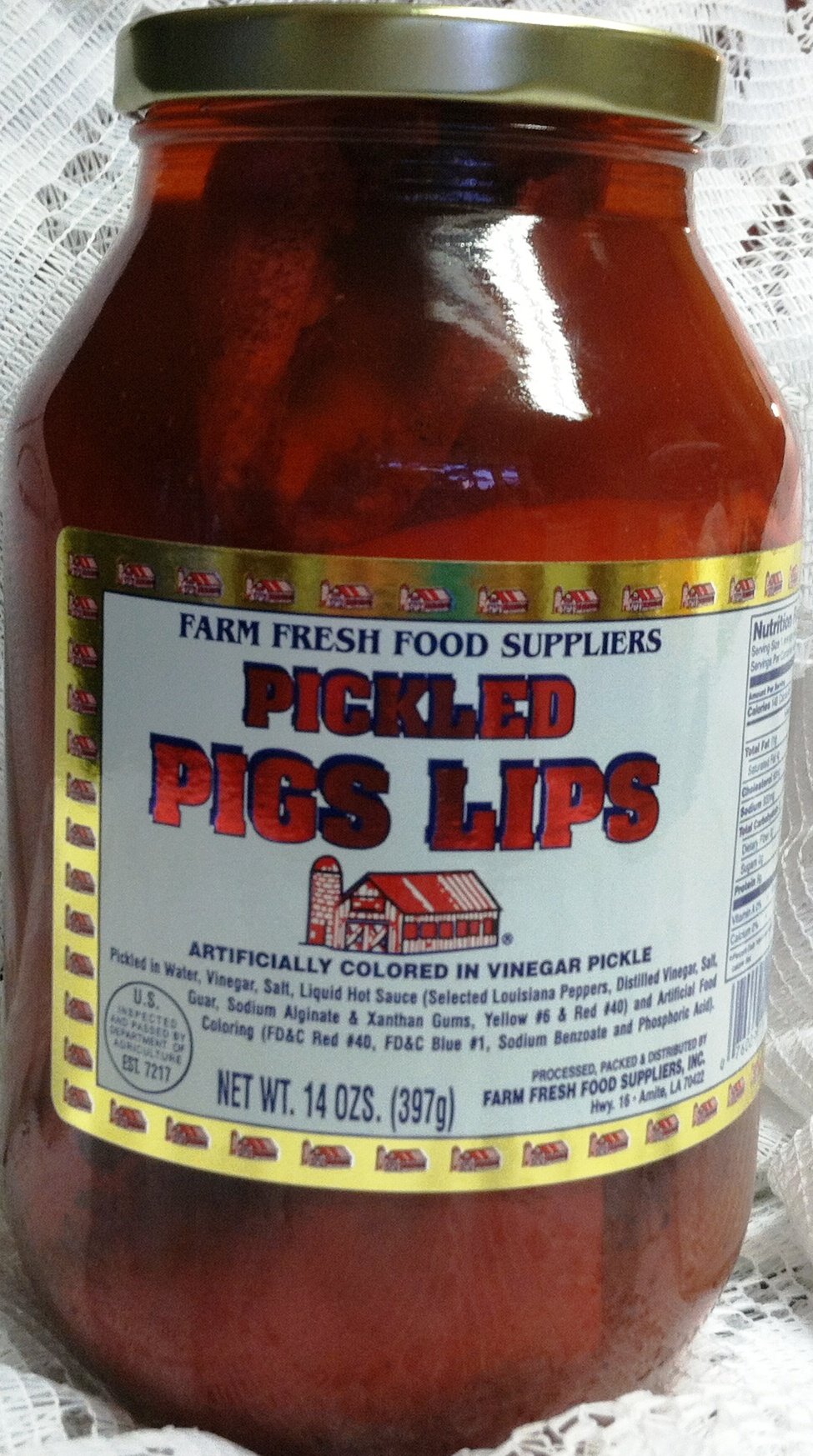 Amazon.com : Pickeld Pigs Lips 14 Oz. In a Glass Quart Container ...