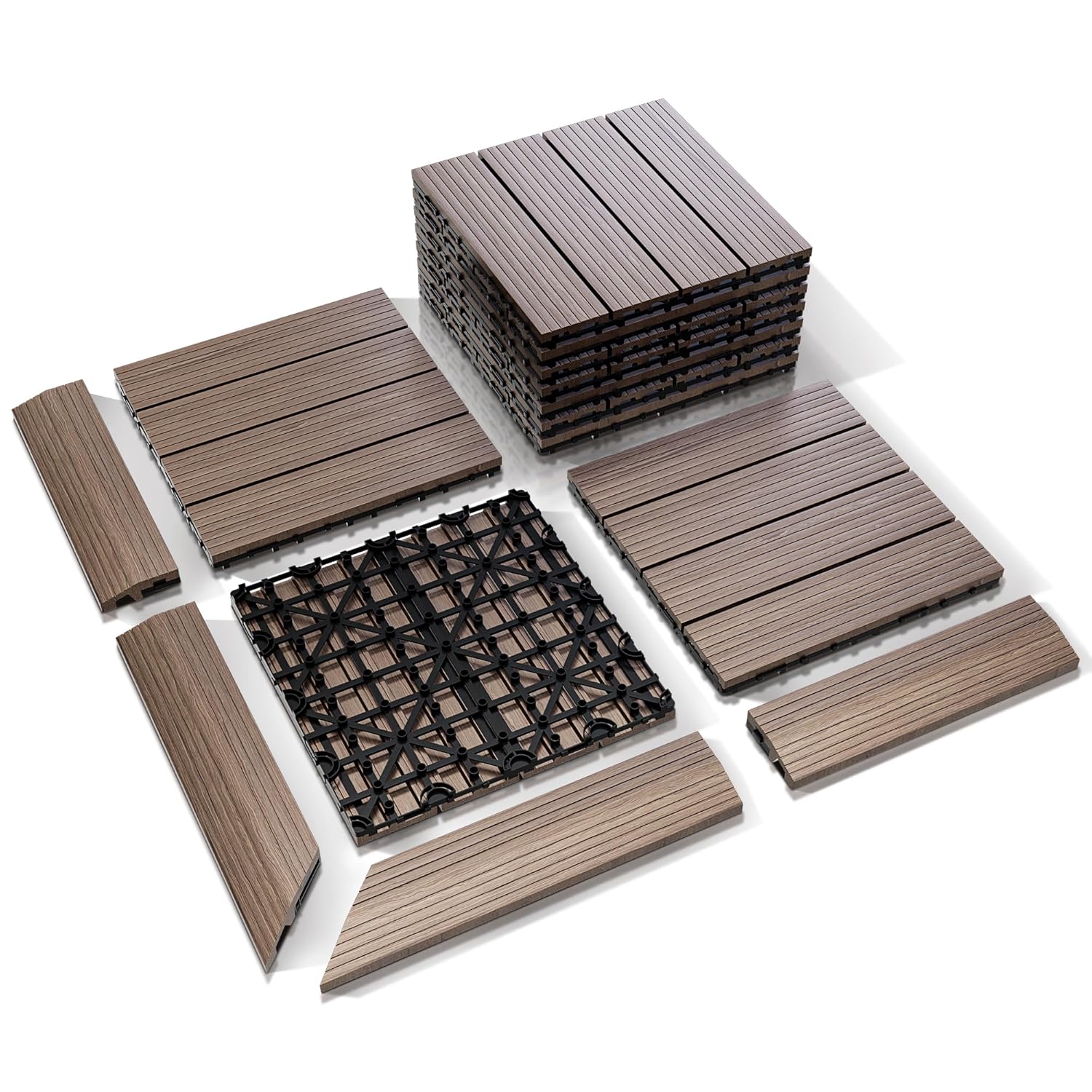 Amazon.com: 24PCS Interlocking Deck Tiles Outdoor - Weatherproof Heavy ...