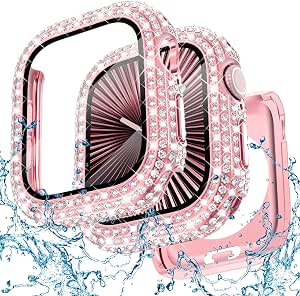 Amazon.com: WINGLE 2-in-1 Waterproof Bling Case for Apple Watch 45mm ...
