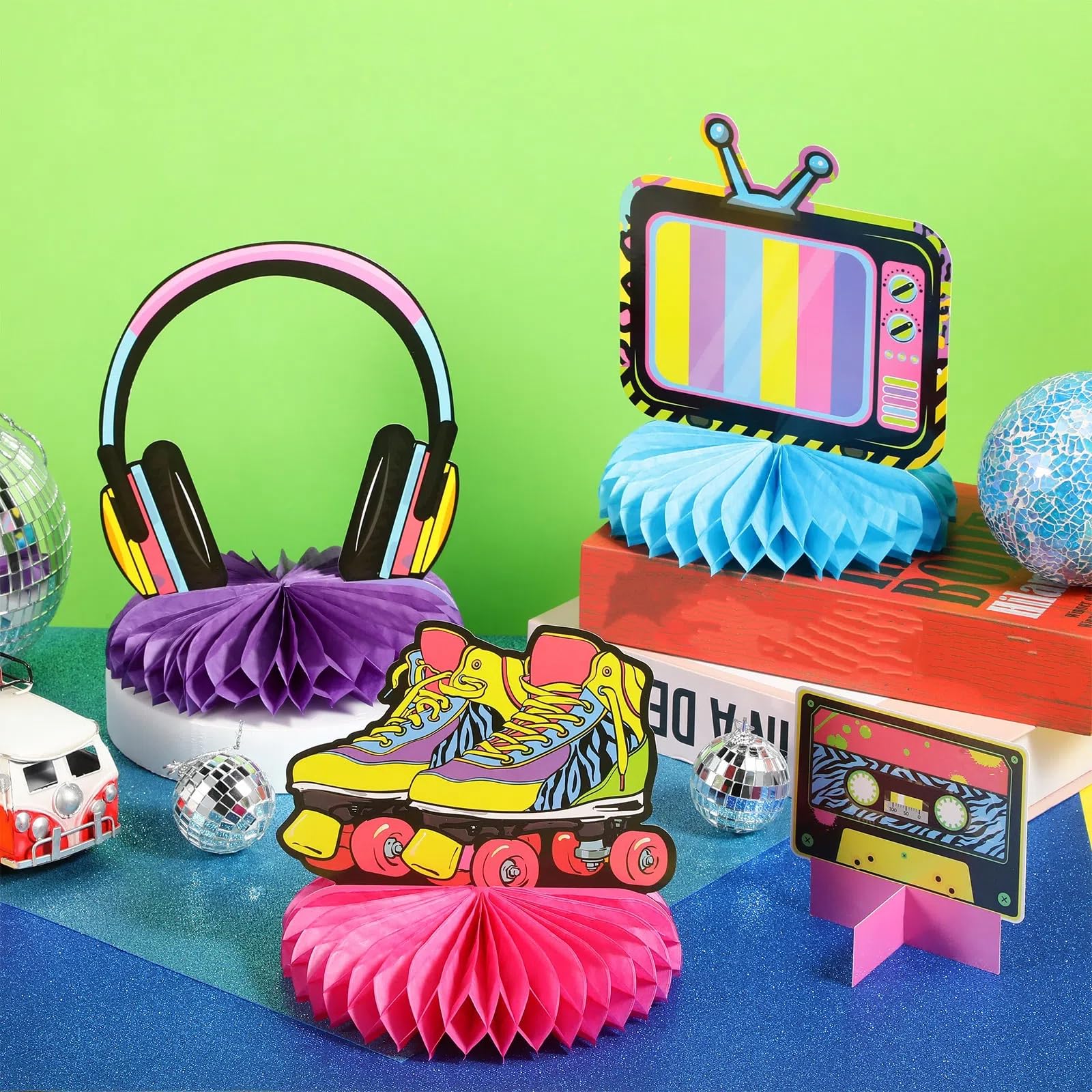 Snapklik.com : 16 Pcs 80s Party Decorations 1980s Honeycomb ...