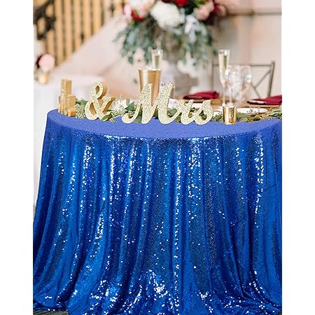 Amazon.com: ShinyBeauty Sequin Tablecloth-Royal Blue Sequin Table ...
