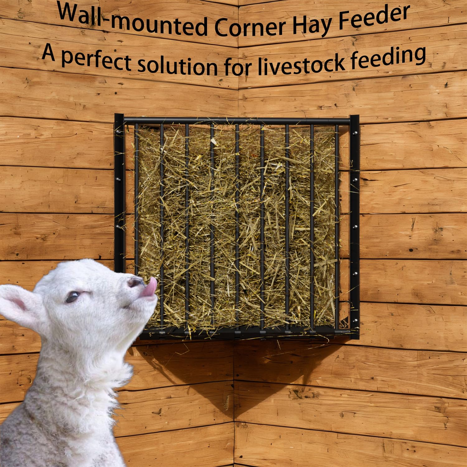 Snapklik.com : Corner Hay Rack, Livestock Hay Feeder W/ 27 Gallon Large ...