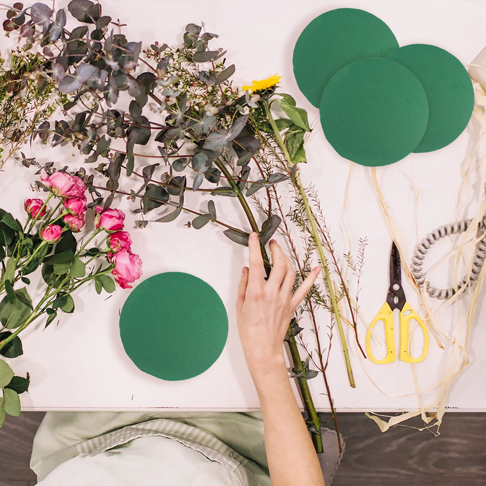 Snapklik.com : 4 Pcs Round Floral Foam Blocks,Green Wet Dry Flower Foam ...