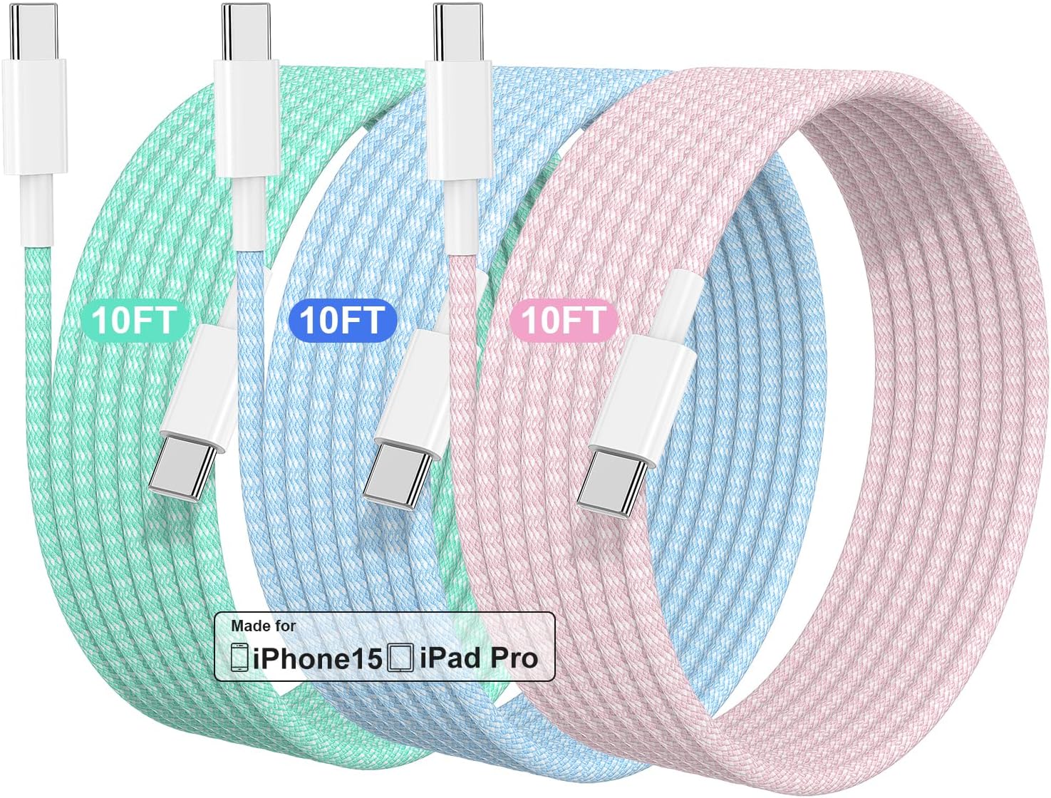 Amazon.com: USB C Cable iPhone 15 Charger Cord Fast Charging 3.1A 3Pack ...