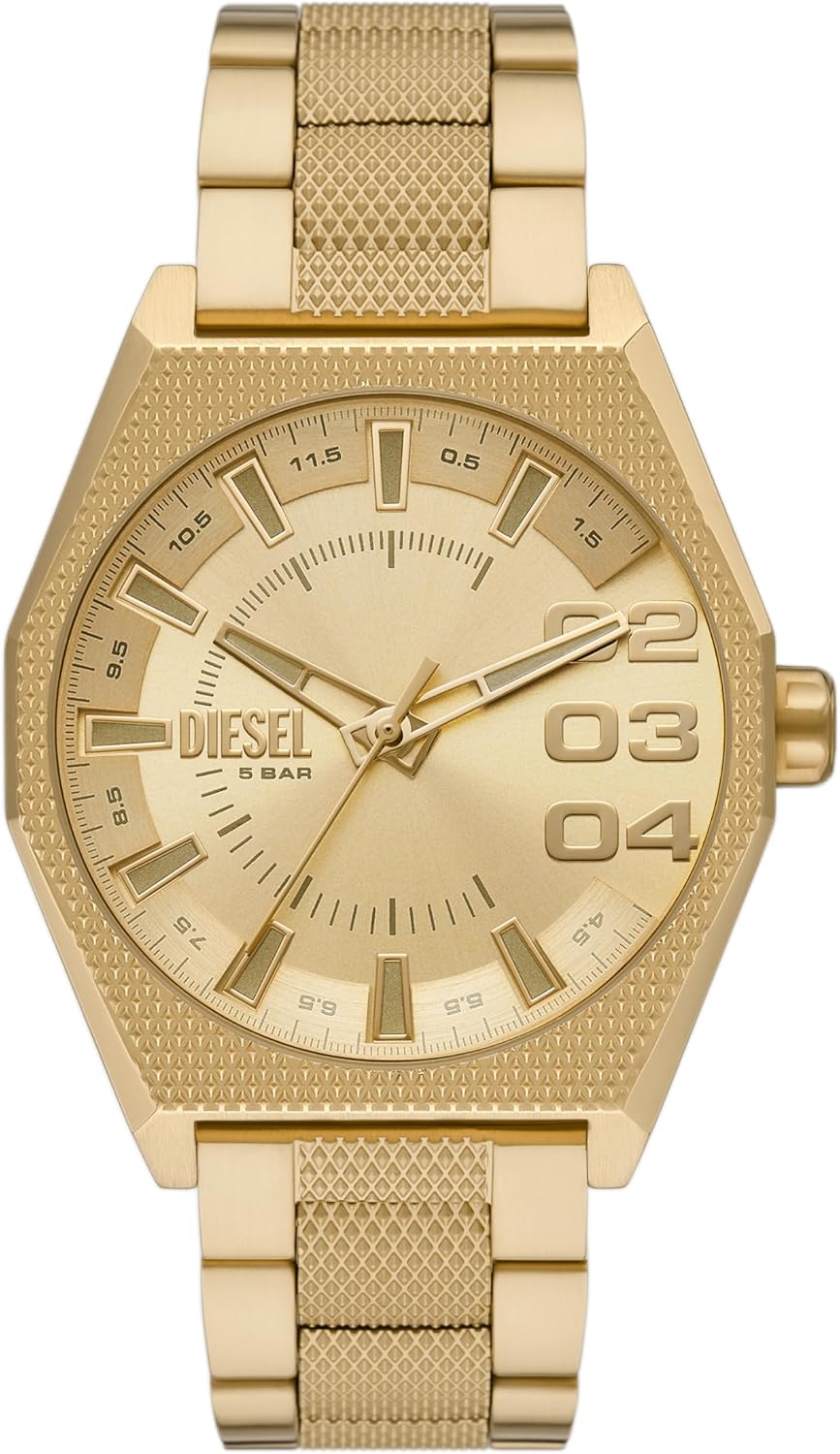 Amazon.com: Diesel Scraper Stainless Steel Three-Hand Analog Men's ...
