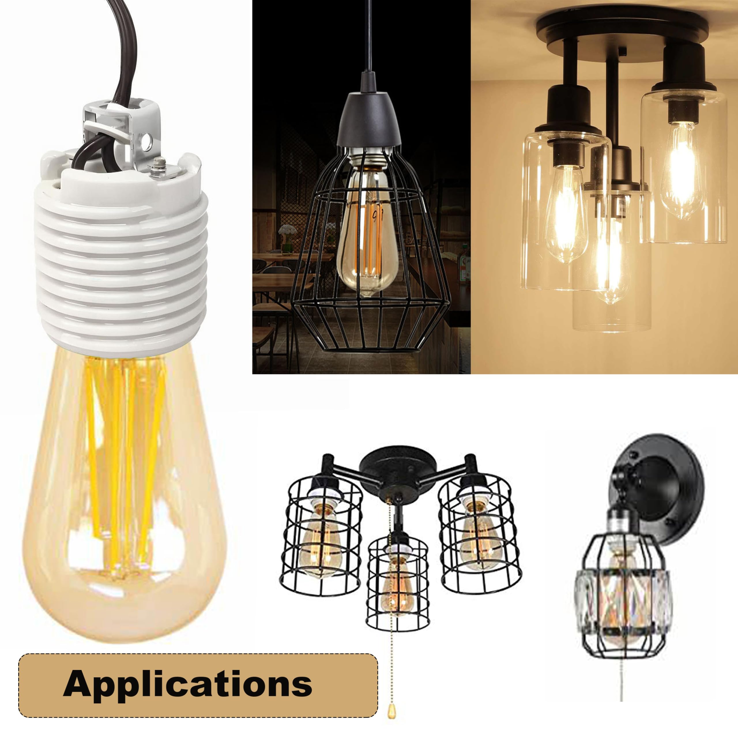 Black Porcelain Light Fixture Sockets