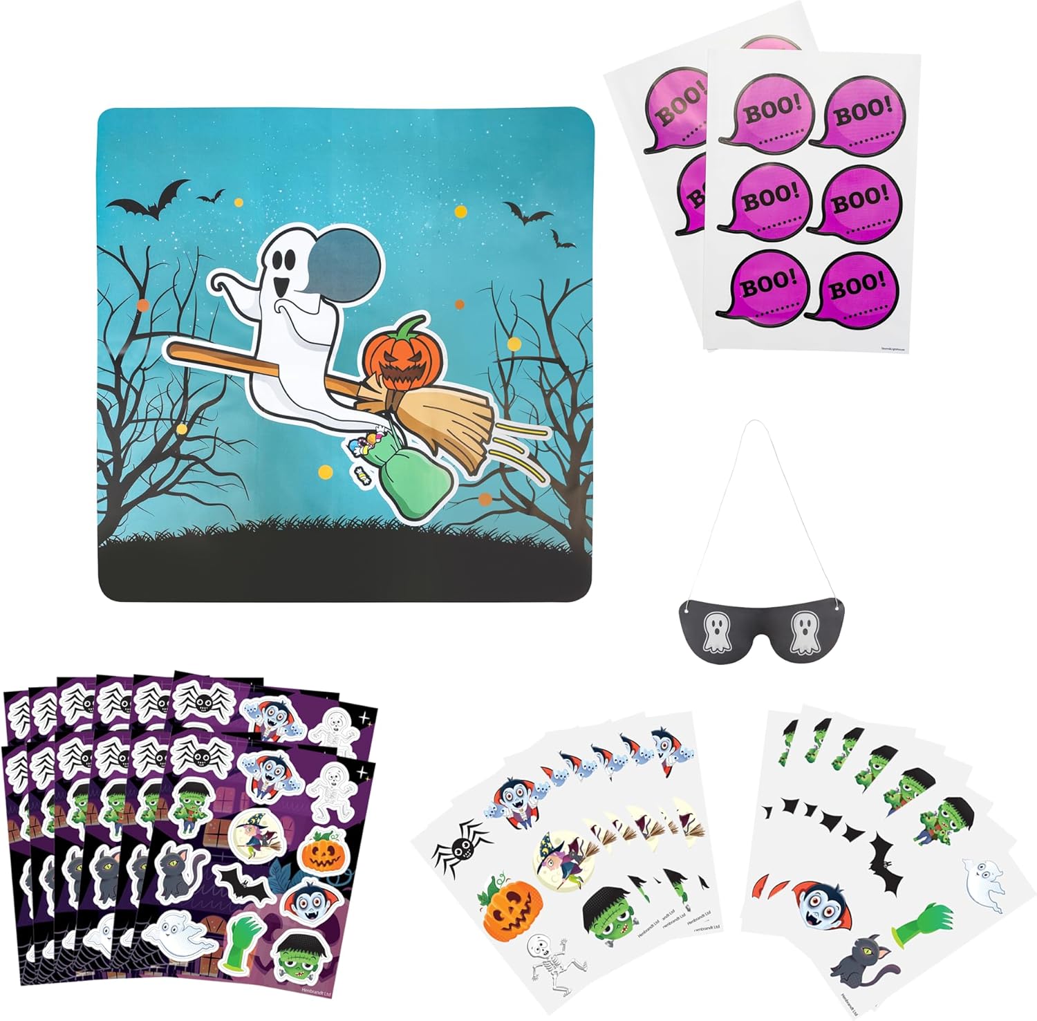 Henbrandt Halloween Game Night Party Pack with 14-Piece Stick the Boo ...