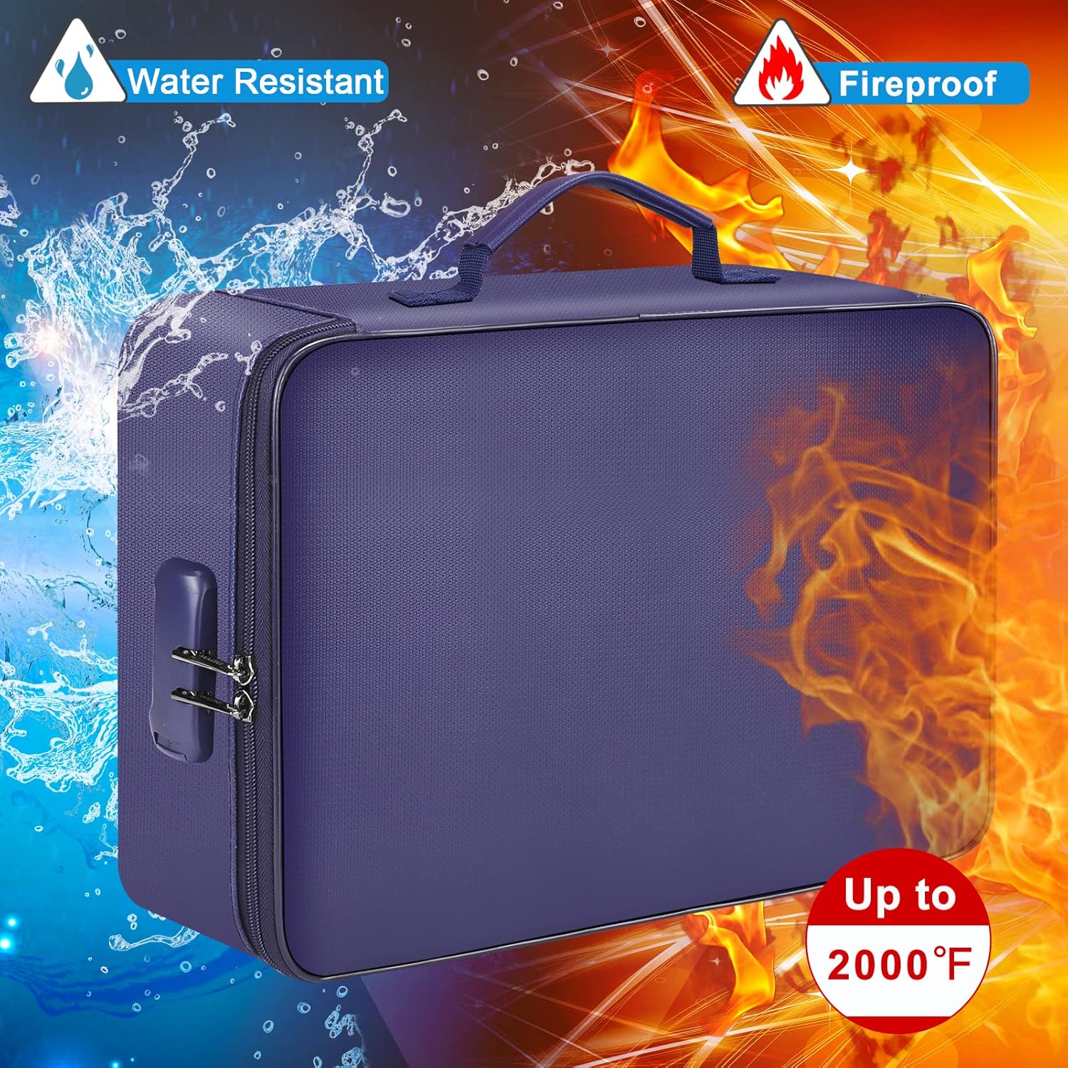 Fireproof Document Box Lockable File Storage Box Multi-function ...