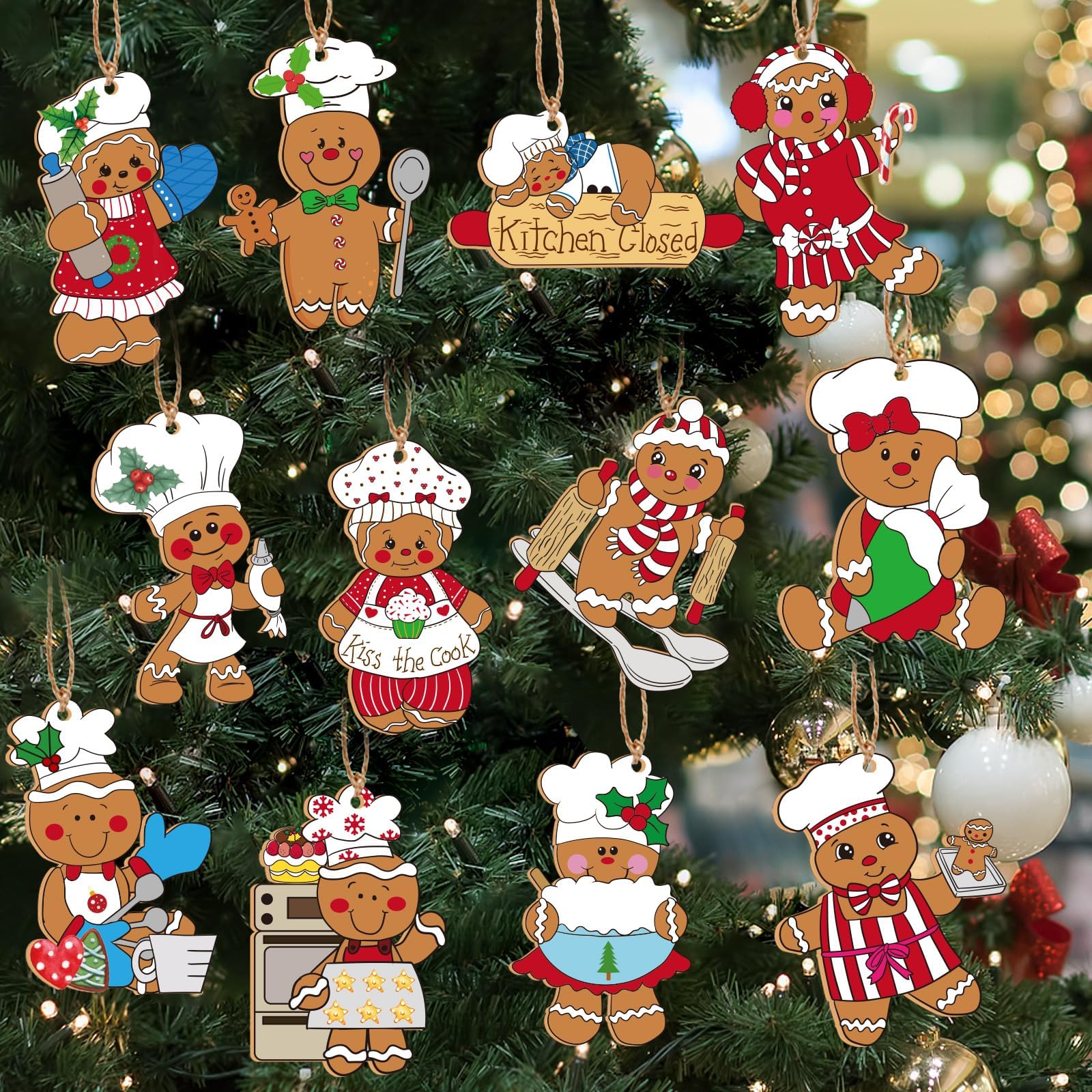 Amazon.com: 34 Pack Large Christmas Gingerbread Ornaments Set ...