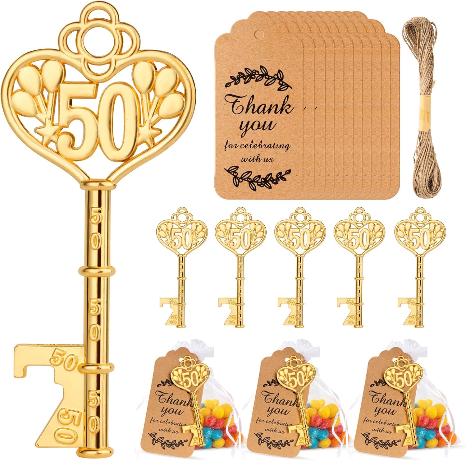 Amazon.com: VZCBZC 50Pcs 50th Key Bottle Opener for 50th Birthday Party ...