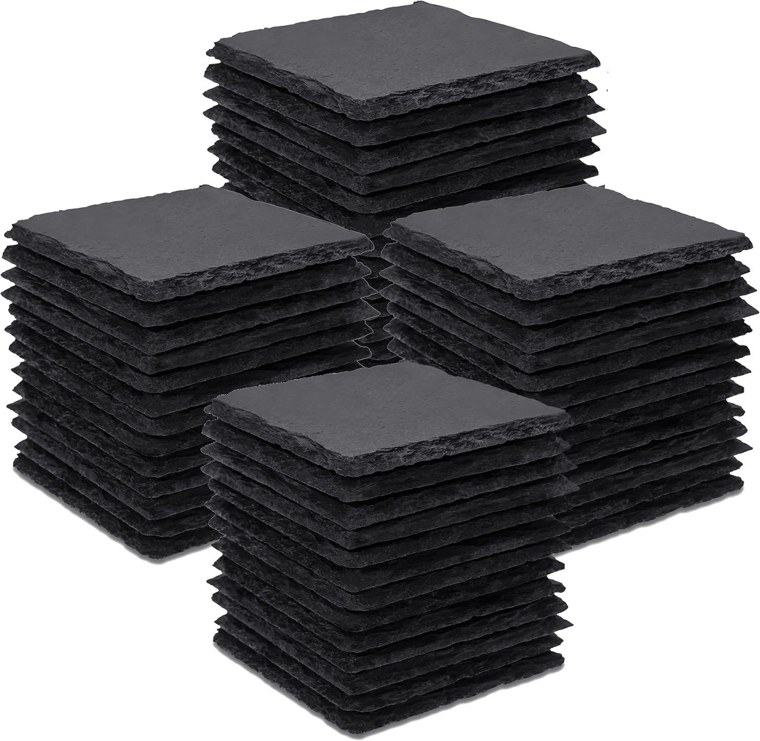 48 Pieces Slate Drink Coasters, GOH DODD 4 Inch Black Stone Coasters ...
