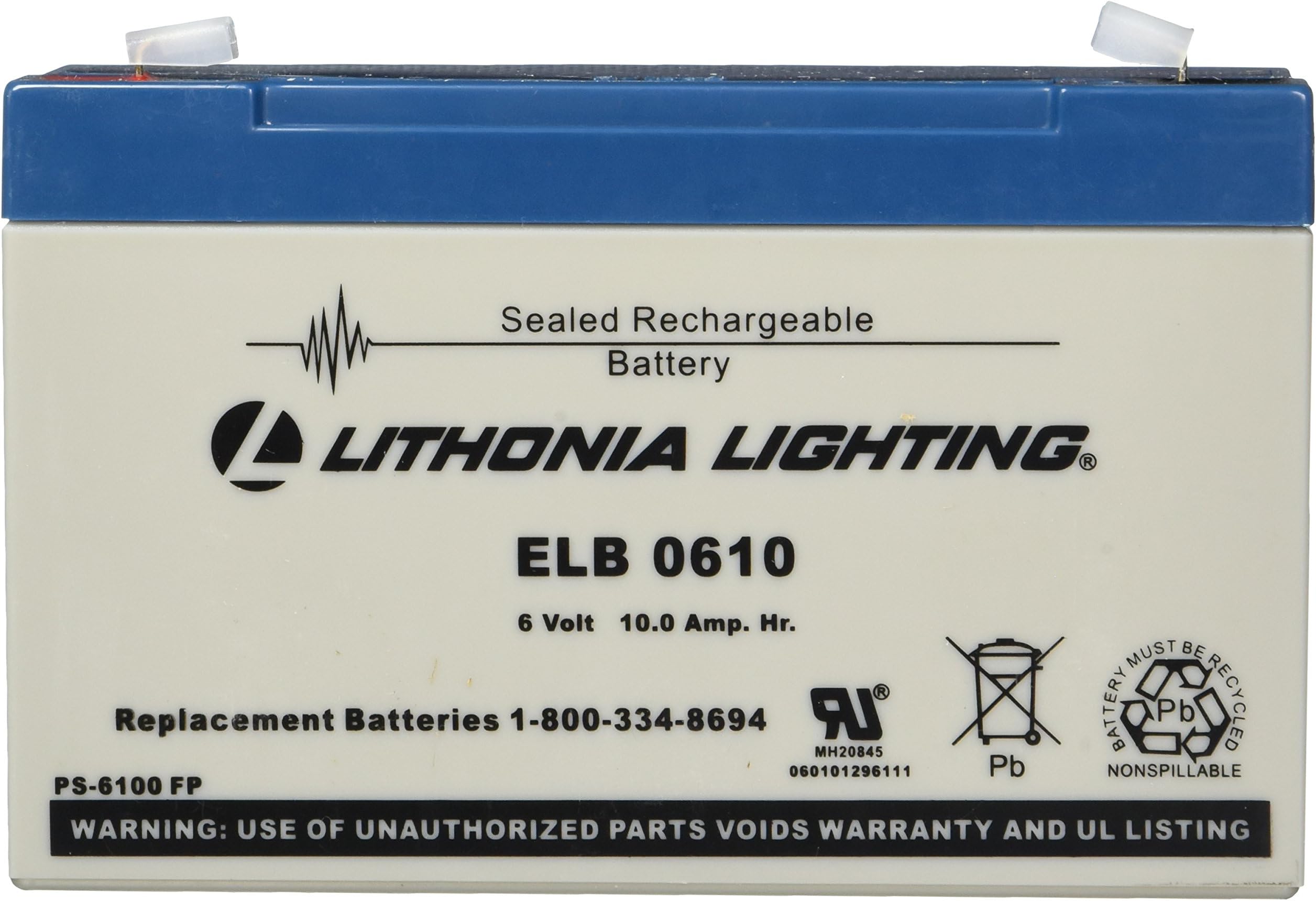 Amazon.com: Lithonia Lighting ELB 0610 Emergency Replacement Battery ...