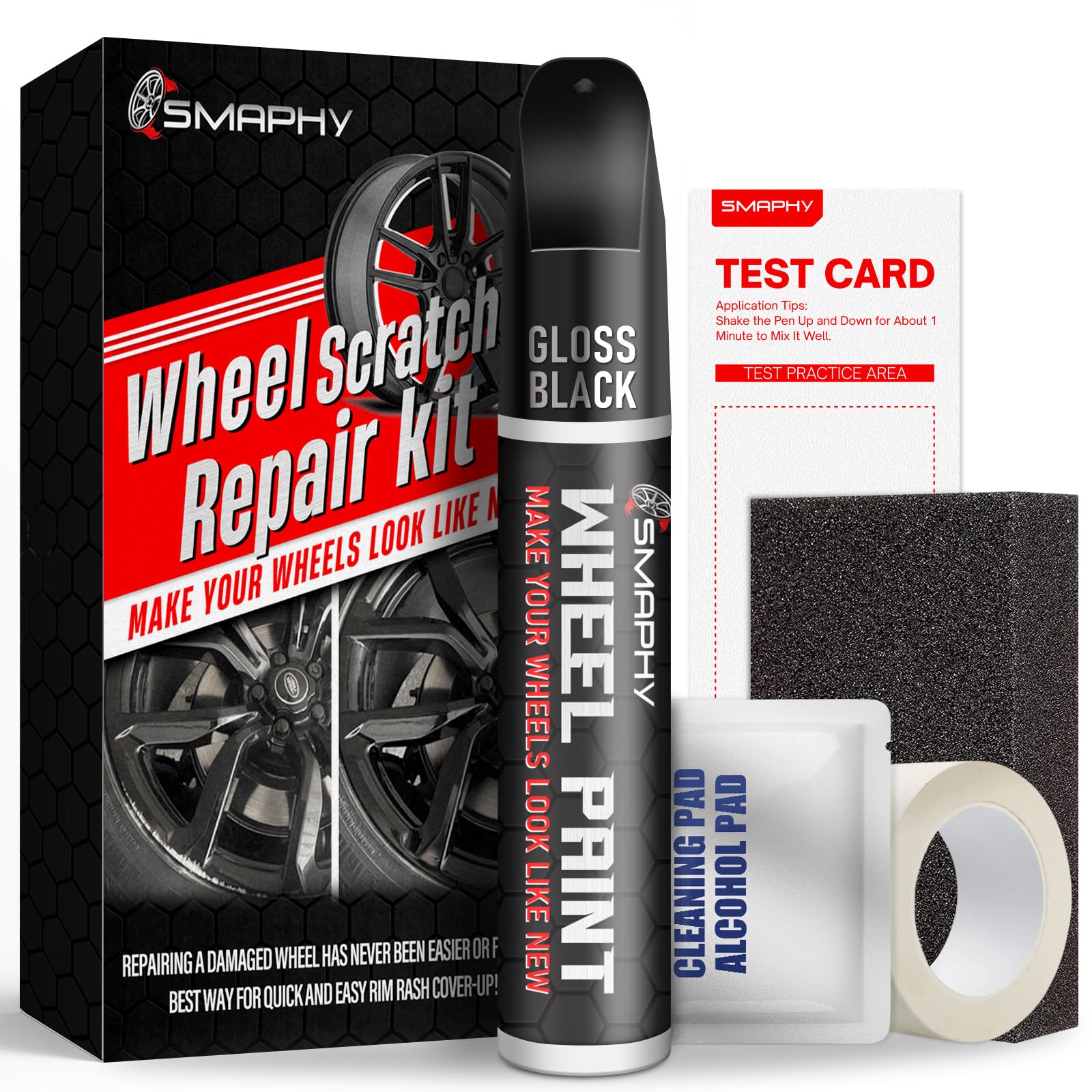 Snapklik.com : Wheel Scratch Repair Kit, Gloss Black Rim Touch Up Paint ...
