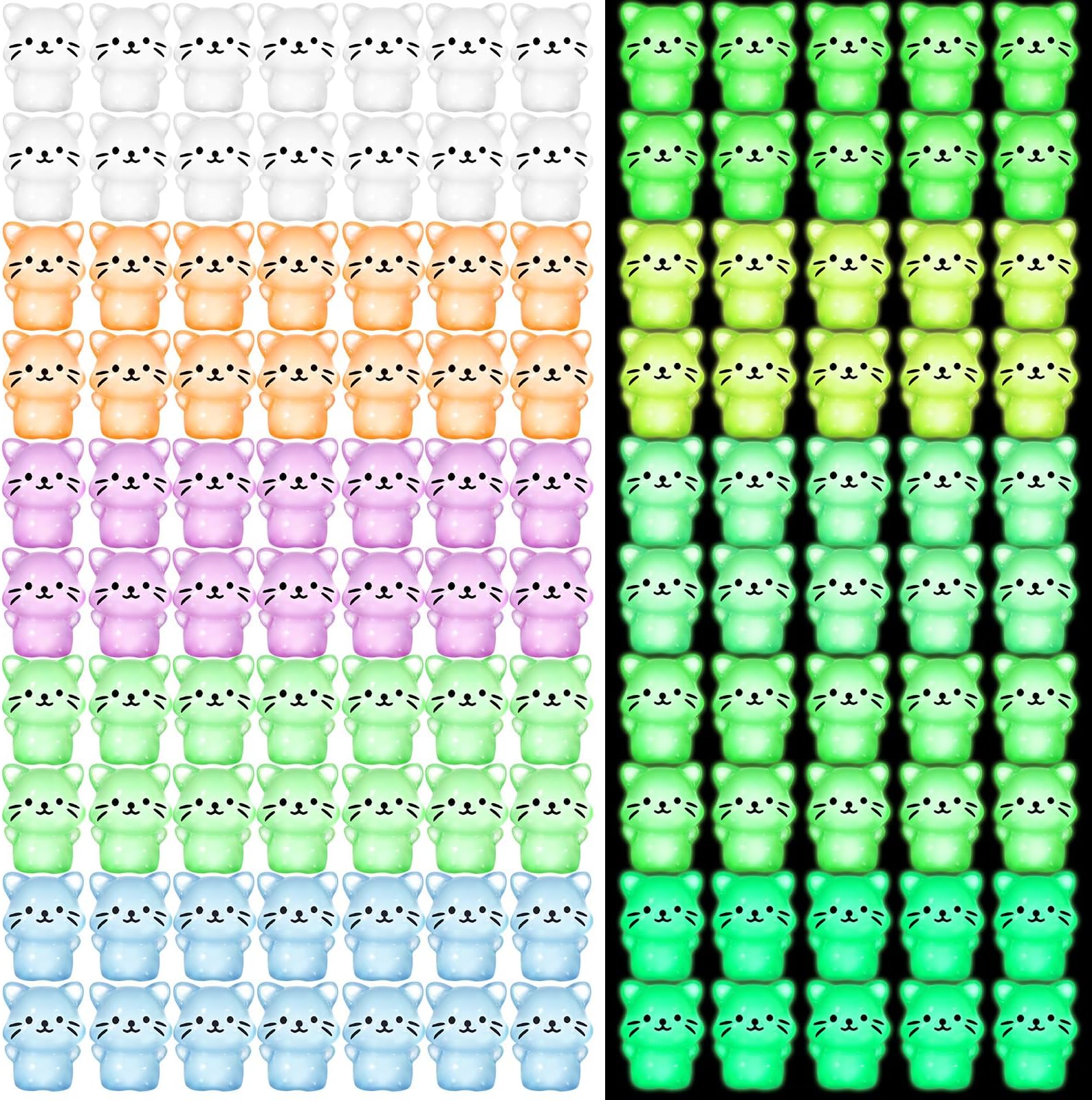 Amazon.com: libfrnt 50 Pcs Luminous Mini Cat Figurines Resin Tiny Cat ...